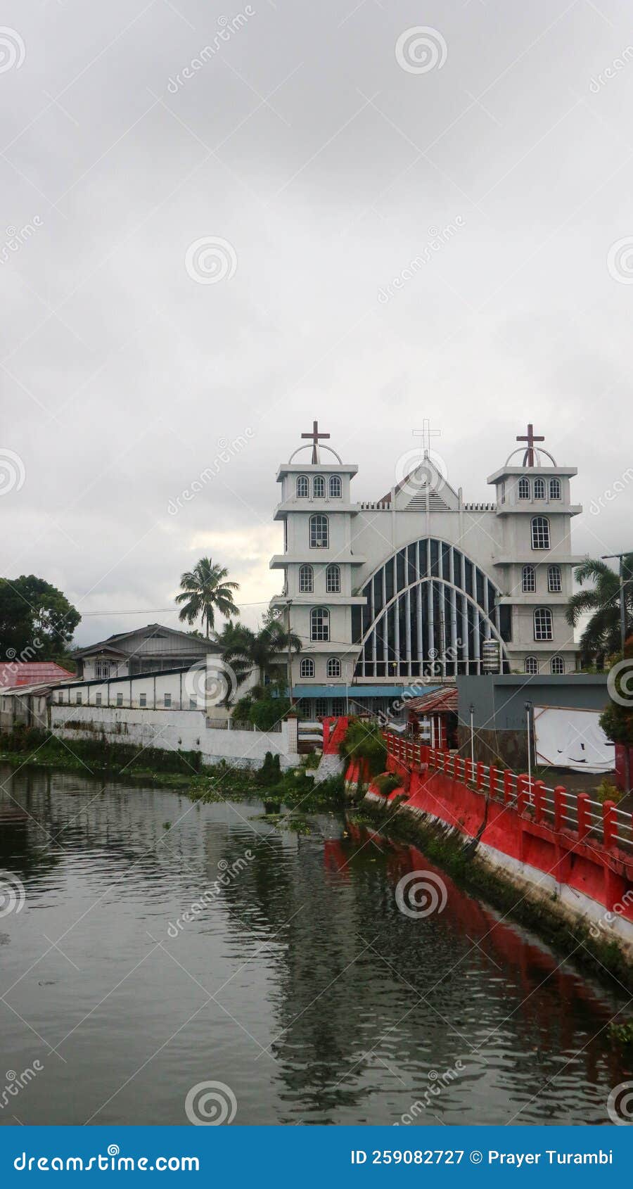 Amazing Church by the Tondano River Stock Image - Image of postcard ...