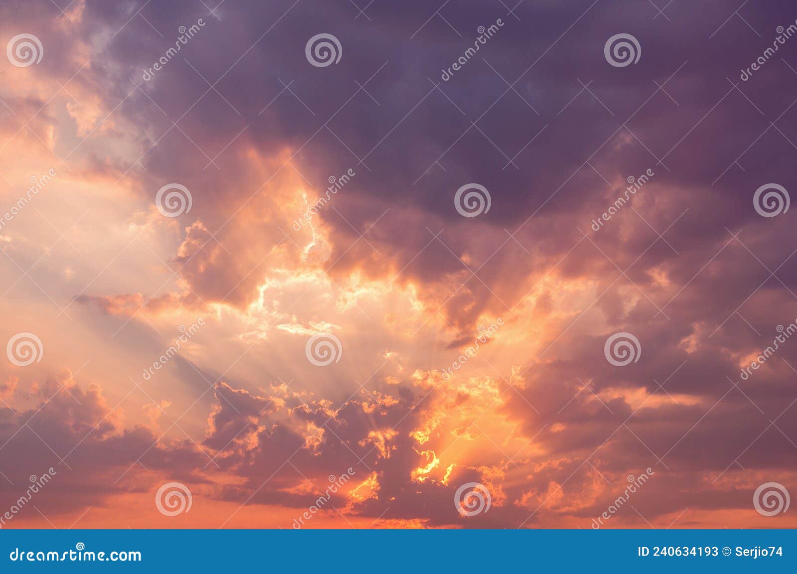 Amazing Cloudscape on the Sky at Sunset Time. Stock Image - Image of ...