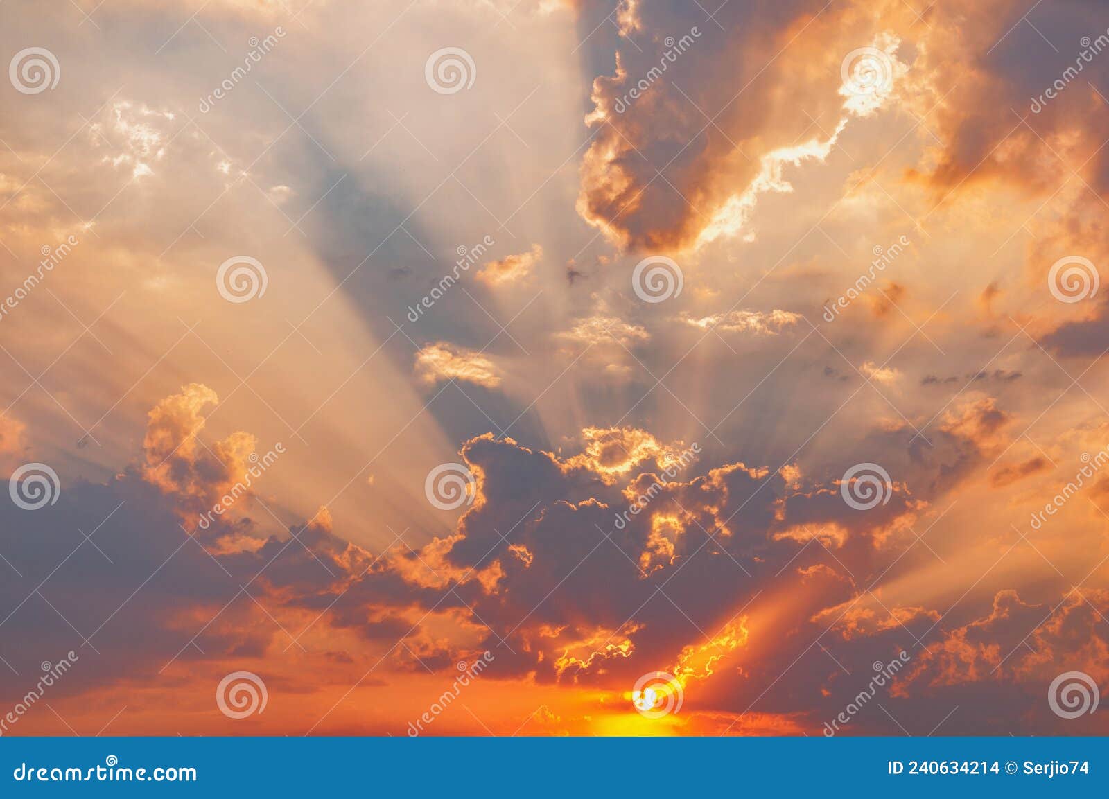 Amazing Cloudscape on the Sky at Sunset Time. Stock Photo - Image of ...