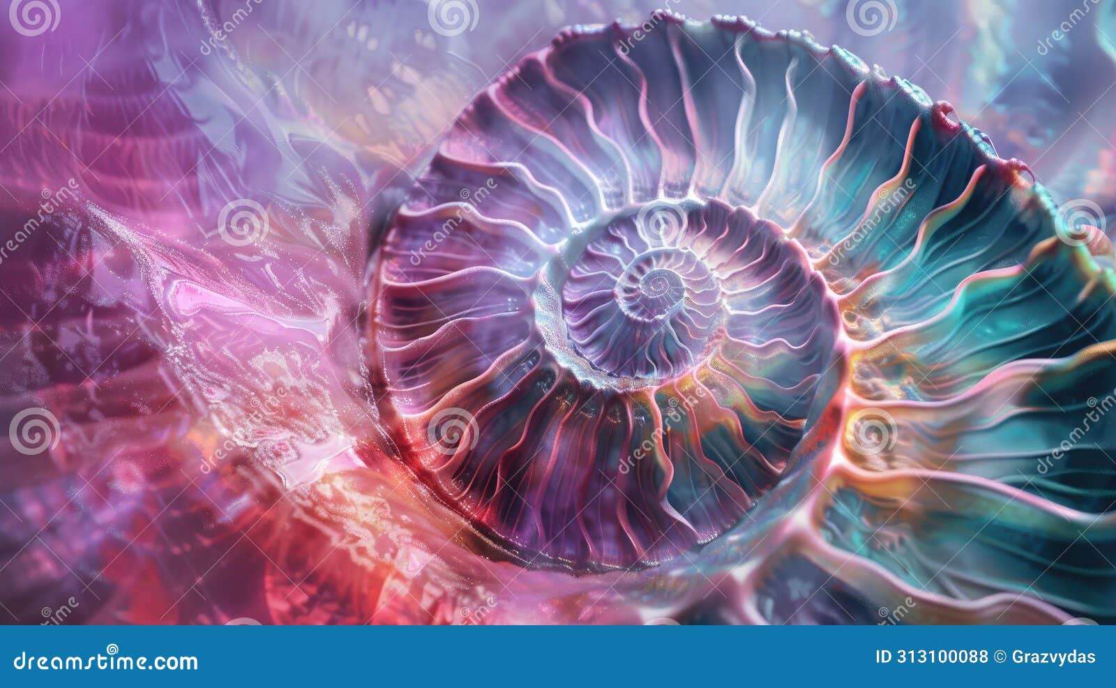 An Amazing Colored Background of a Nautilus Shell Stock Illustration ...