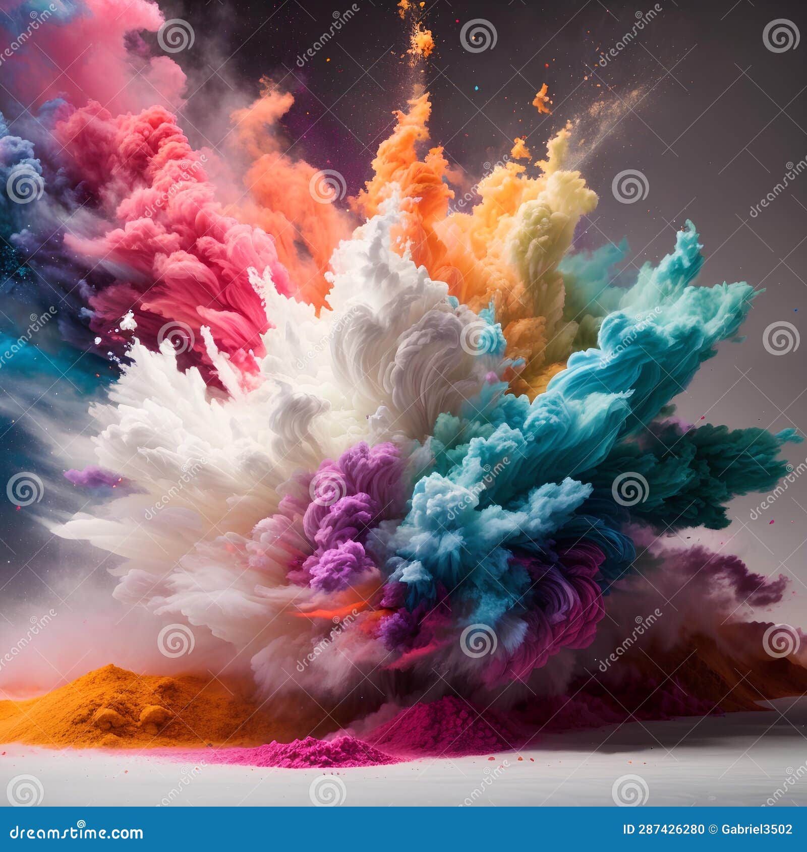 Amazing Colorful Explosion of Powder Stock Illustration - Illustration ...