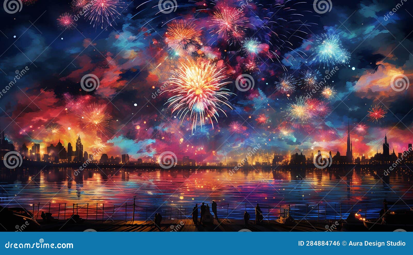 Amazing colorful fireworks stock photo. Image of anniversary - 284884746