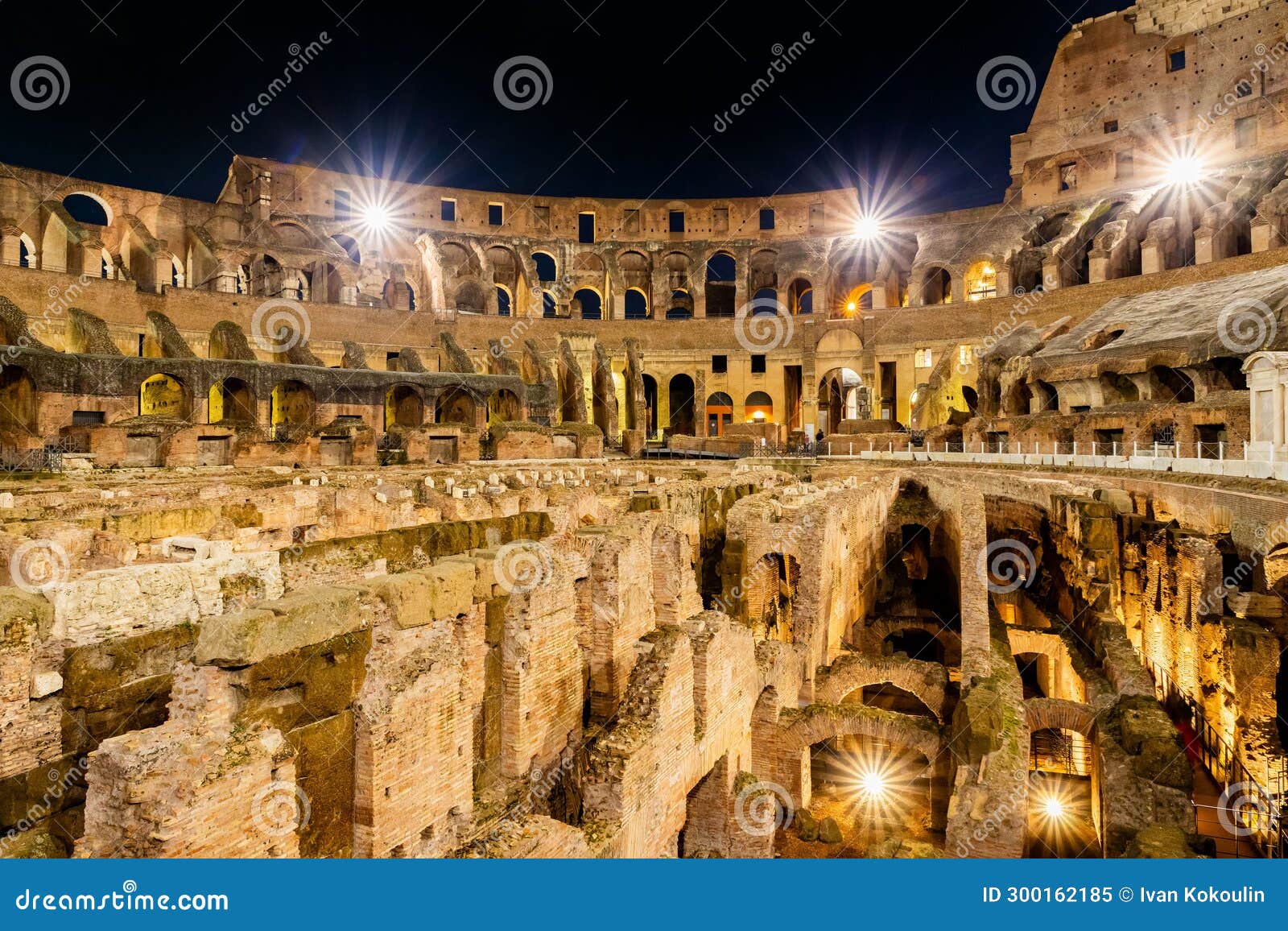 Amazing Colosseum Stadium Interior Illuminated at Night Stock Image ...