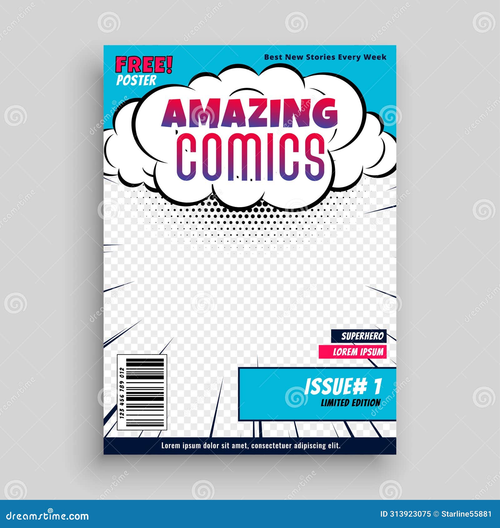 Amazing Comic Book Cover Page Template Design Stock Vector ...