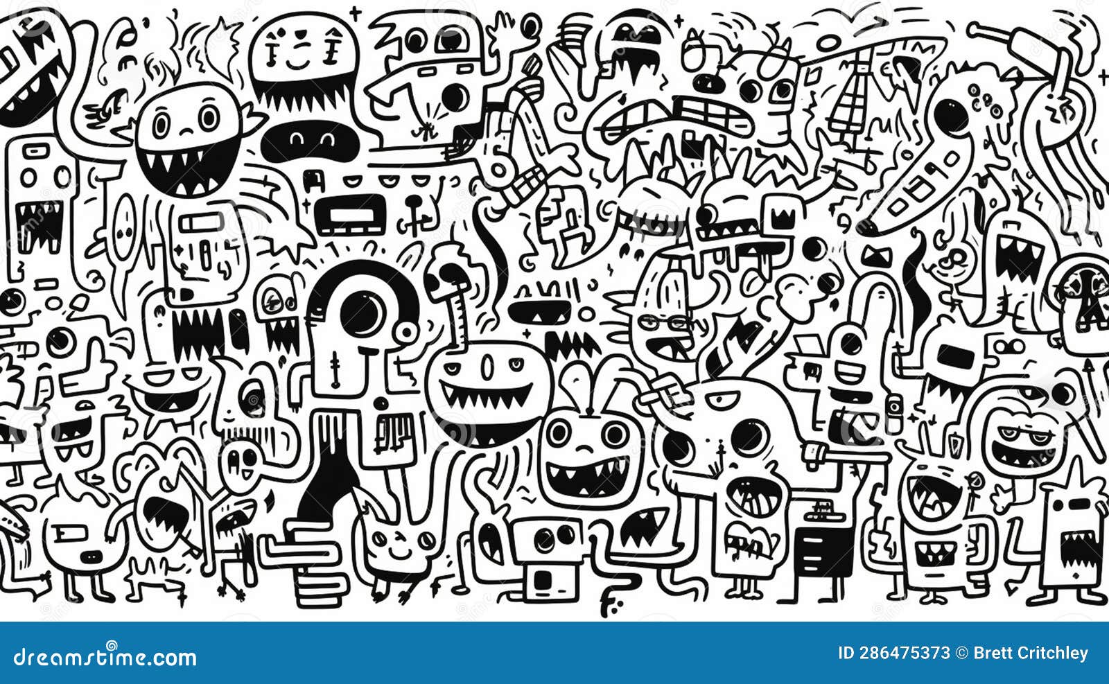 Amazing Original Doodle Art Print Stock Illustration - Illustration of ...