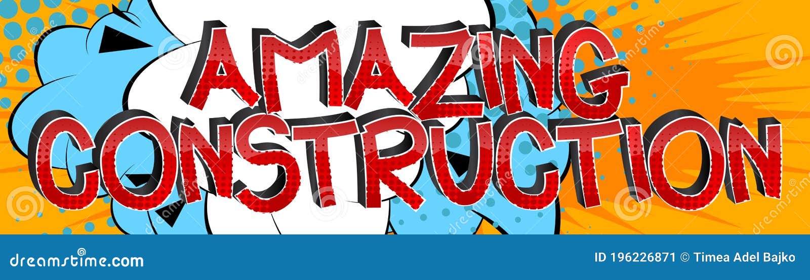 Amazing Construction Comic Book Style Cartoon Words. Stock Vector - Illustration of abstract ...