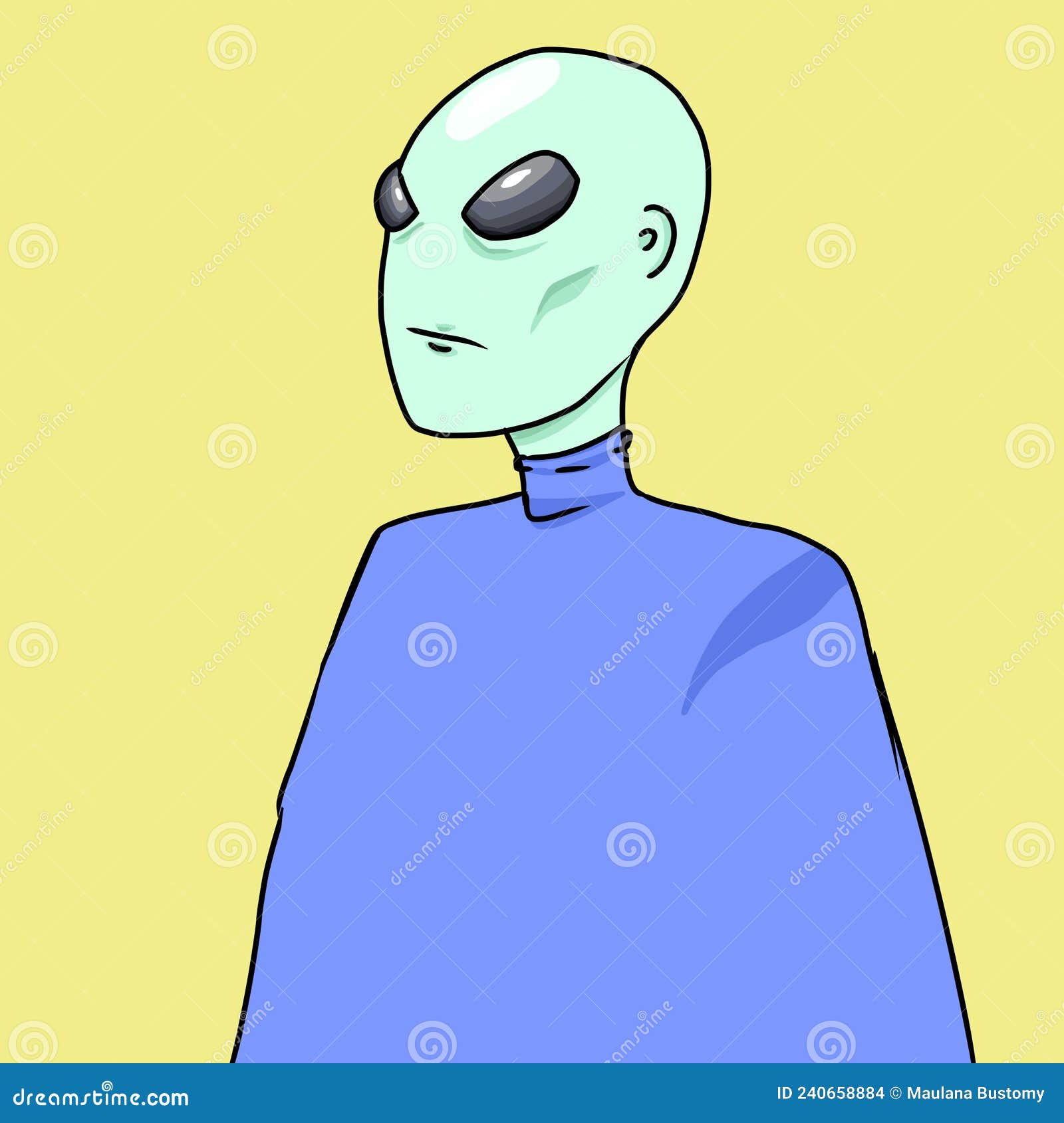 Amazing Cool Alien stock illustration. Illustration of hand - 240658884