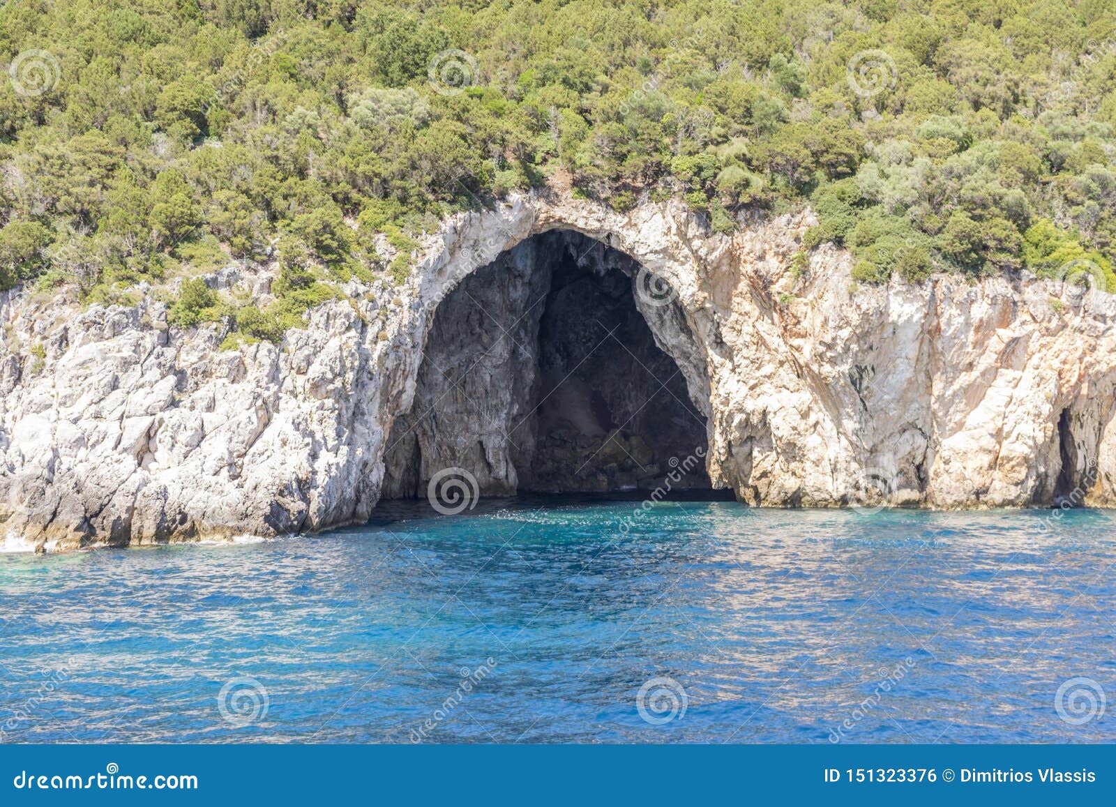 Amazing Crystal Clear Waters and a Cave in Corfu Greece. Stock Photo ...