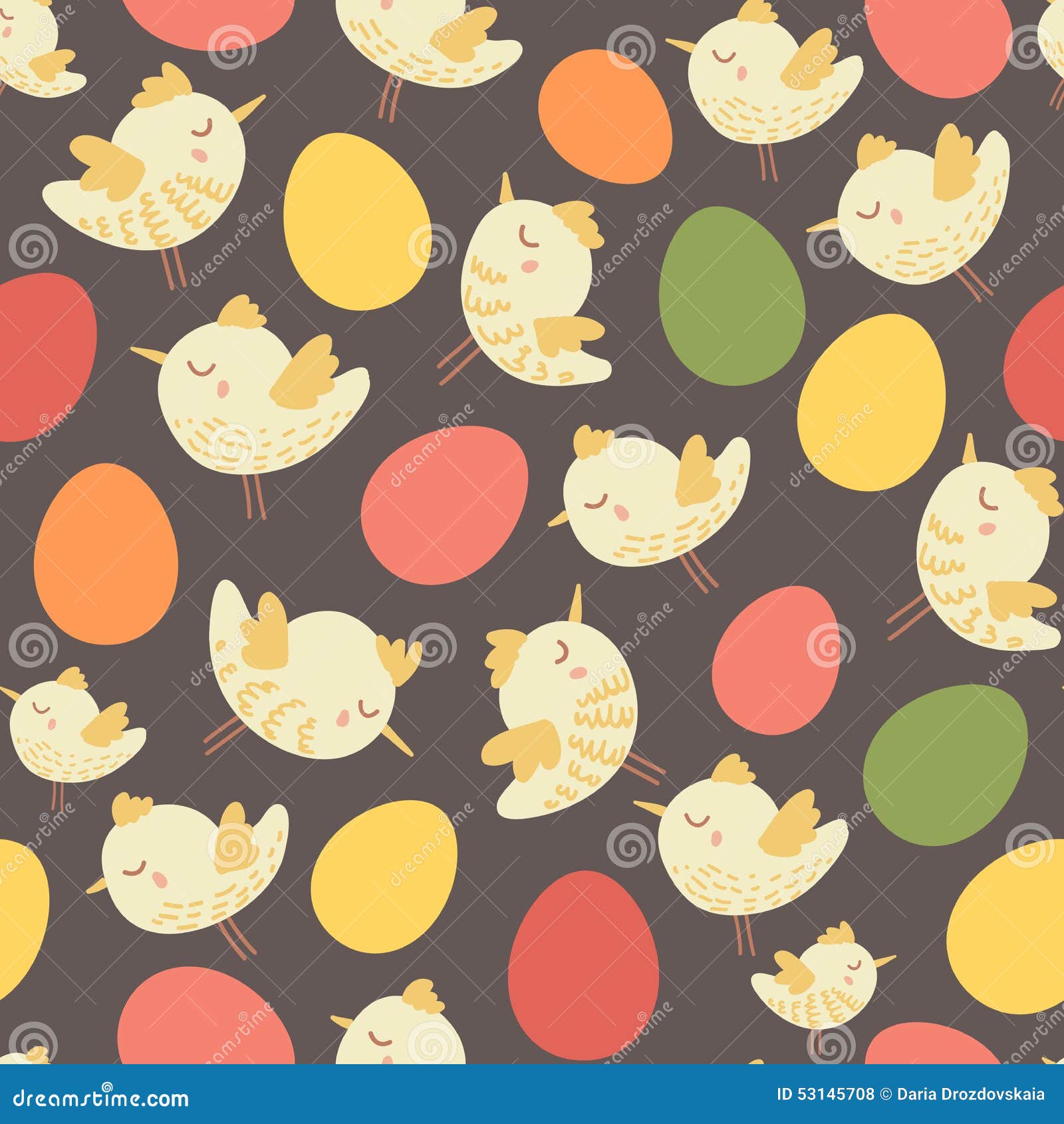 Amazing Cute Seamless Vintage Colorful Bird Chicken Pattern Stock ...