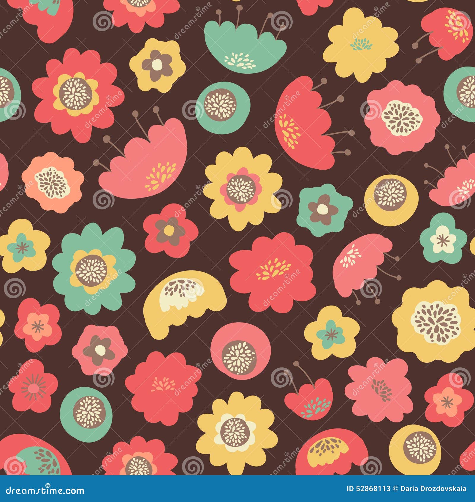 Amazing Cute Seamless Vintage Colorful Floral Pattern Stock Vector ...