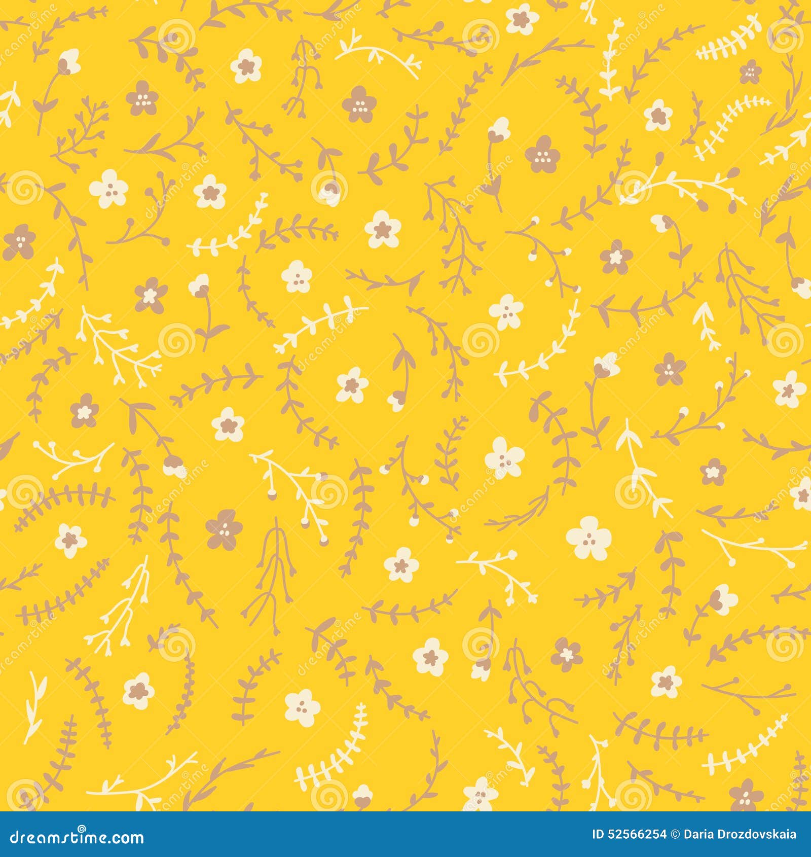 Amazing Cute Seamless Vintage Yellow Floral Pattern Stock Vector ...