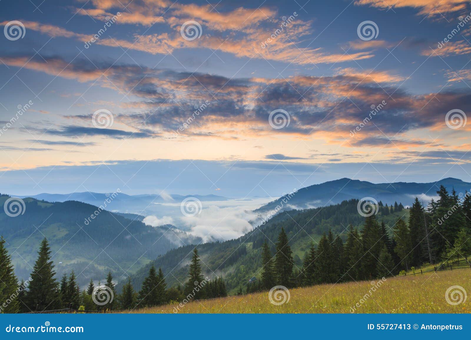 Amazing Dawn Sky Over the Mountains Stock Image - Image of autumn ...