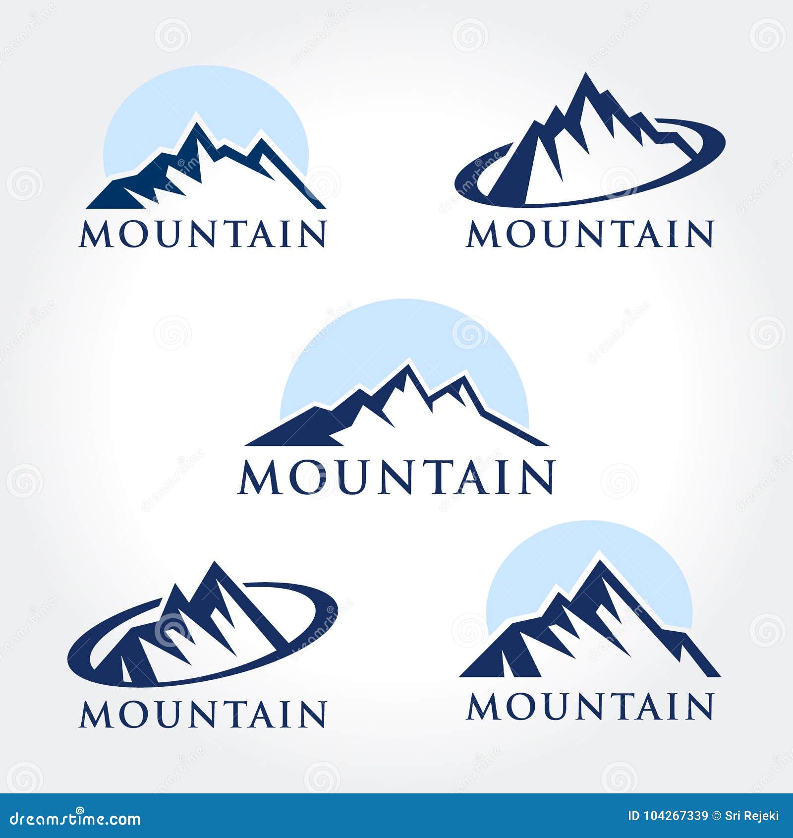 Creative High Mountain Icon Set Stock Vector - Illustration of outdoor ...