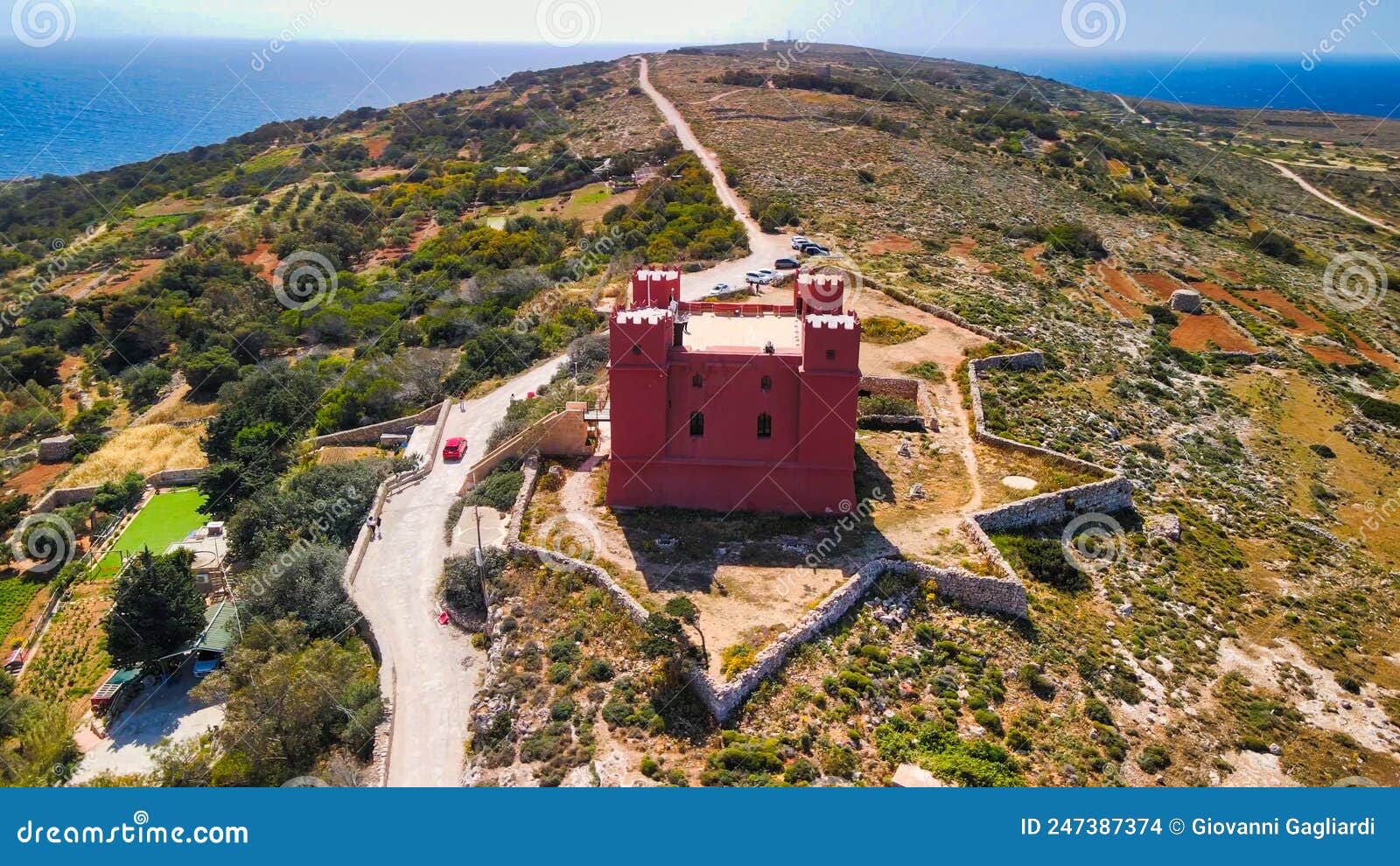 Amazing Drone Viewpoint on St Agatha S Red Tower in Malta Stock Photo ...