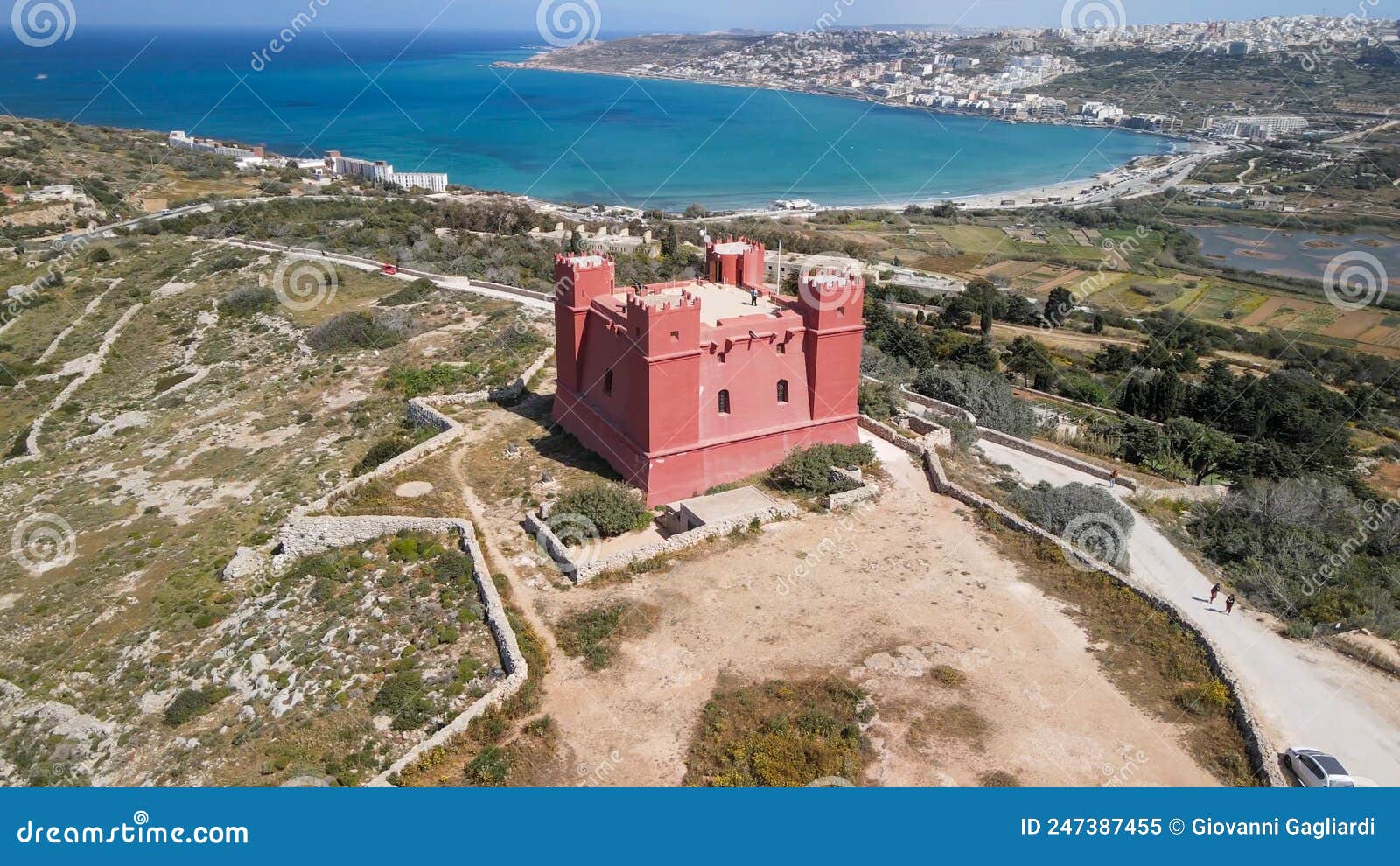 Amazing Drone Viewpoint on St Agatha S Red Tower in Malta Stock Image ...