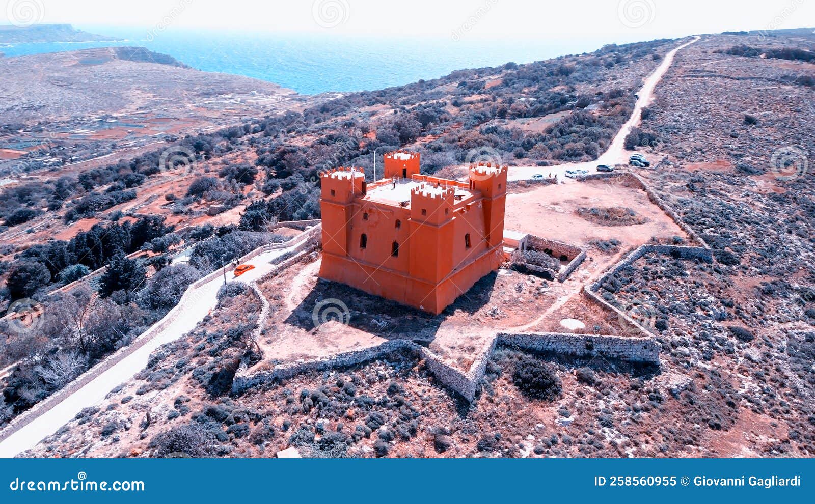 Amazing Drone Viewpoint on St Agatha S Red Tower in Malta Stock Image ...