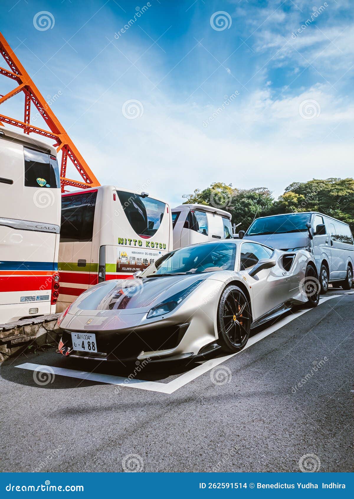 Amazing Ferrari at Red Tower of Japan Editorial Stock Image - Image of ...