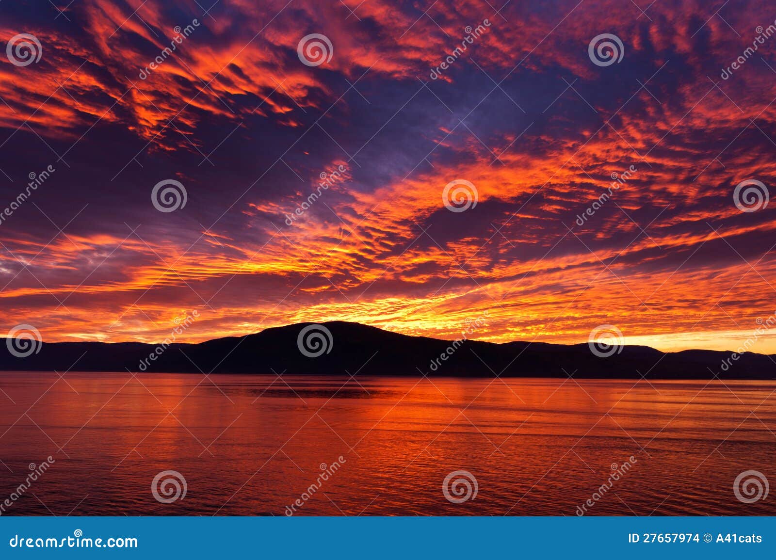 Amazing Fiery Burning Evening Sky Stock Photo - Image of landscape ...