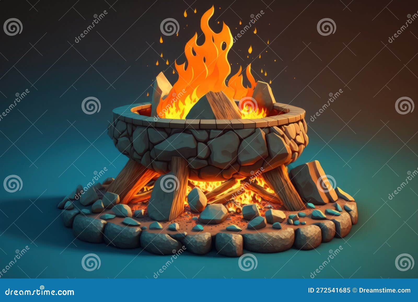 Amazing Fire Pit stock illustration. Illustration of landscapes - 272541685