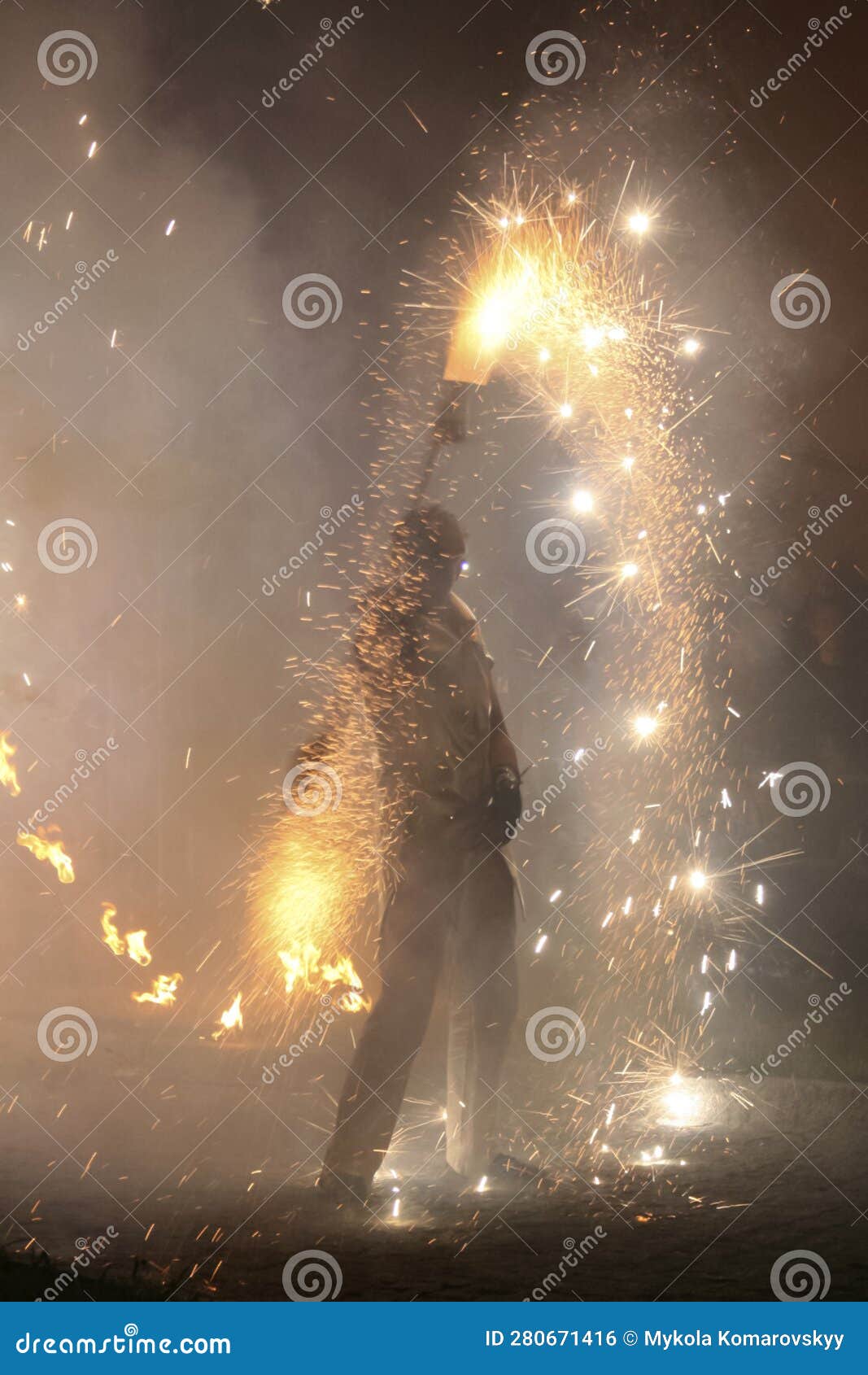 Amazing fire show stock photo. Image of traditional - 280671416