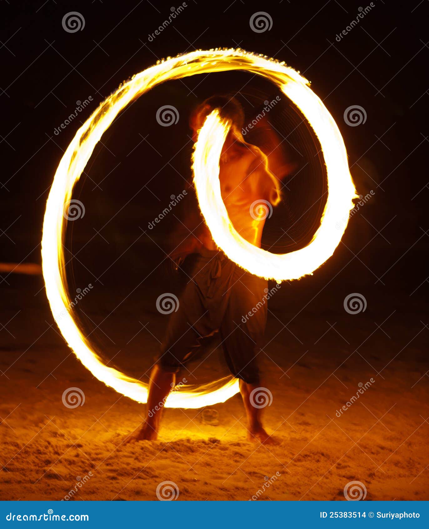 Amazing Fire Show at night editorial stock image. Image of performer ...