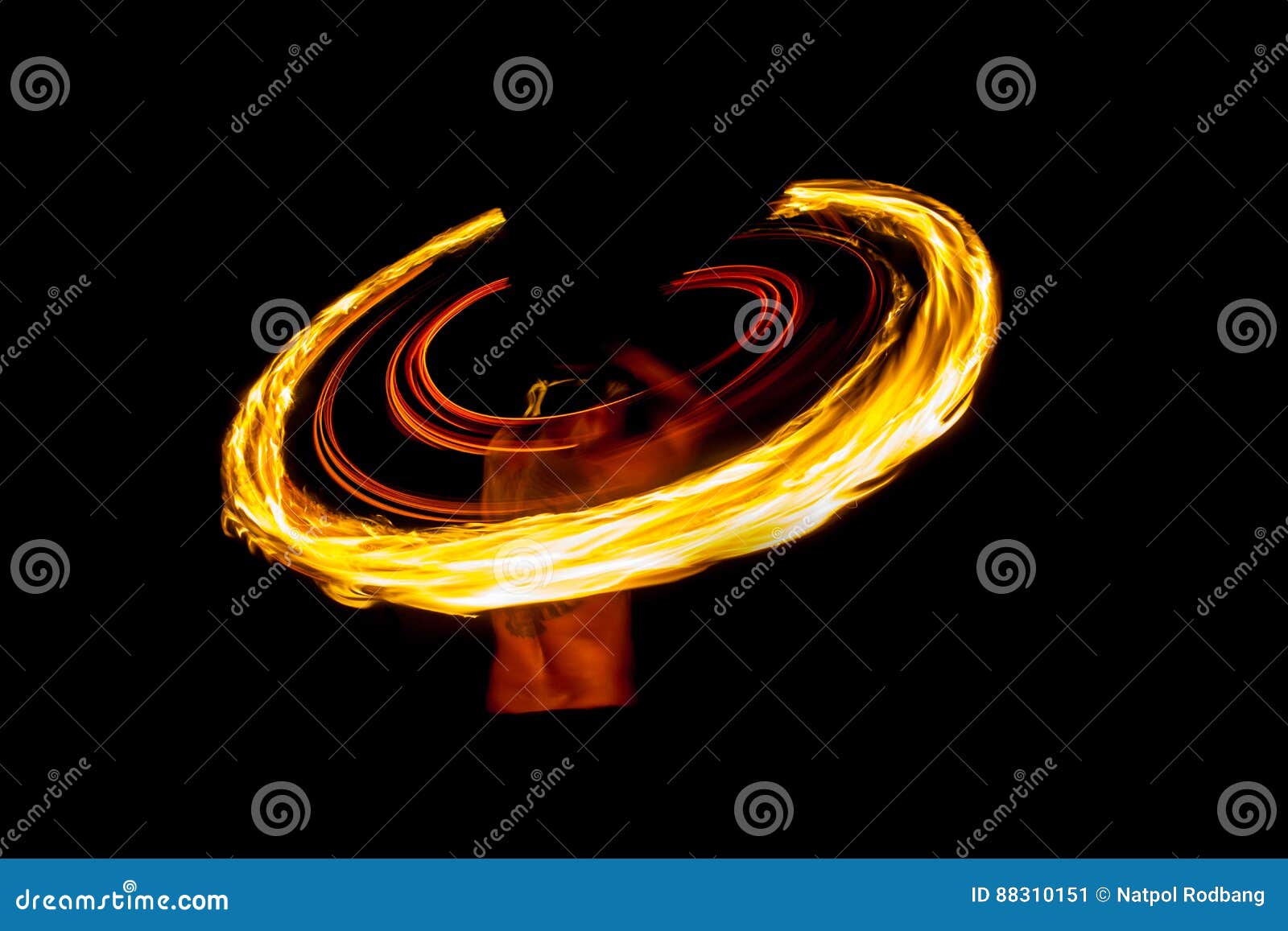 Amazing Fire Show at Night on Beach Thailand Stock Image - Image of ...