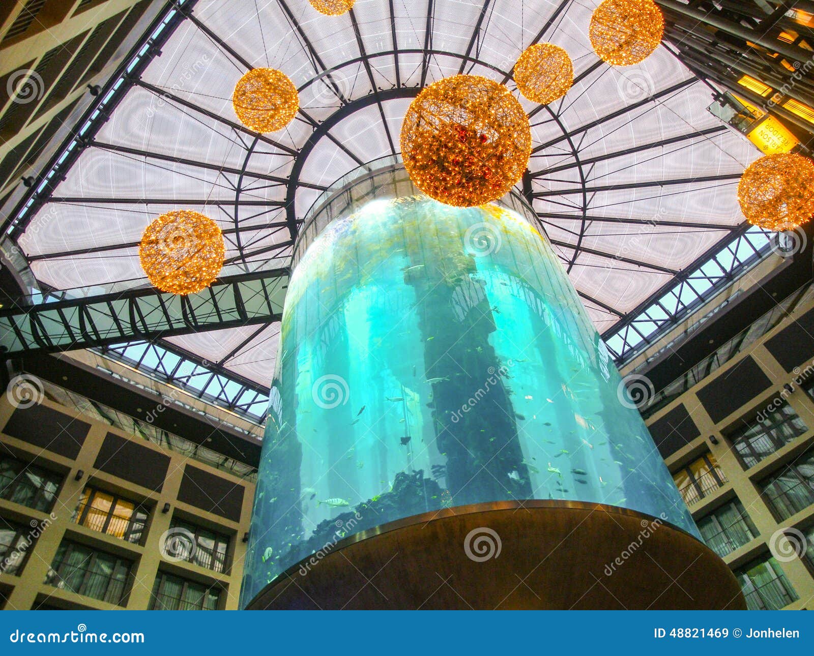 Amazing Fish Tank Hotel Lobby Stock Image - Image of tank, lights: 48821469
