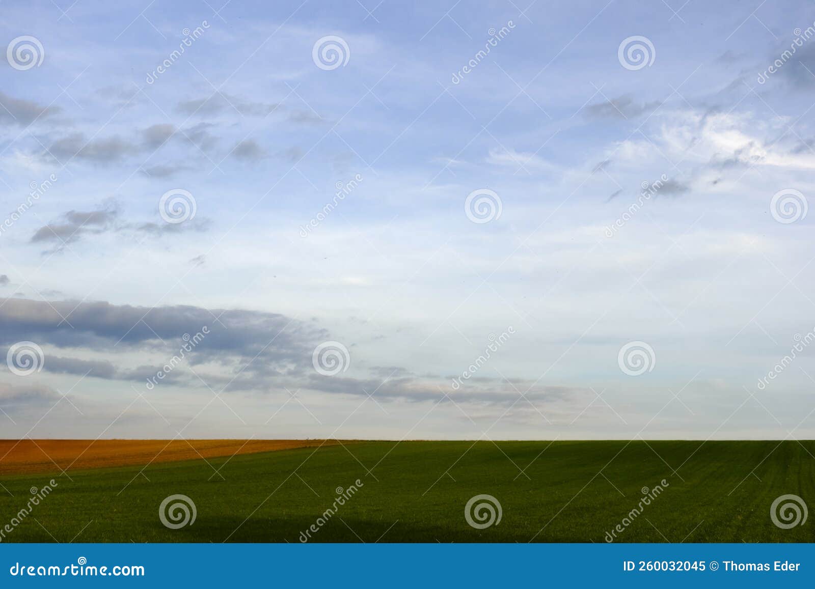 Amazing Flat Green Landscape Fields with Soft Clouds Stock Image ...