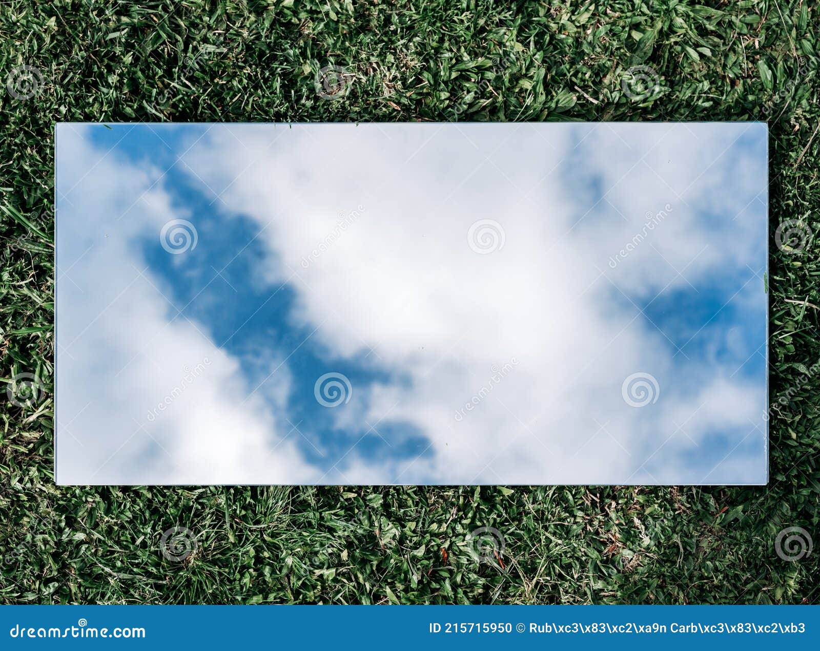 Amazing Flat Lay of a Mirror on the Grass Stock Photo - Image of ...