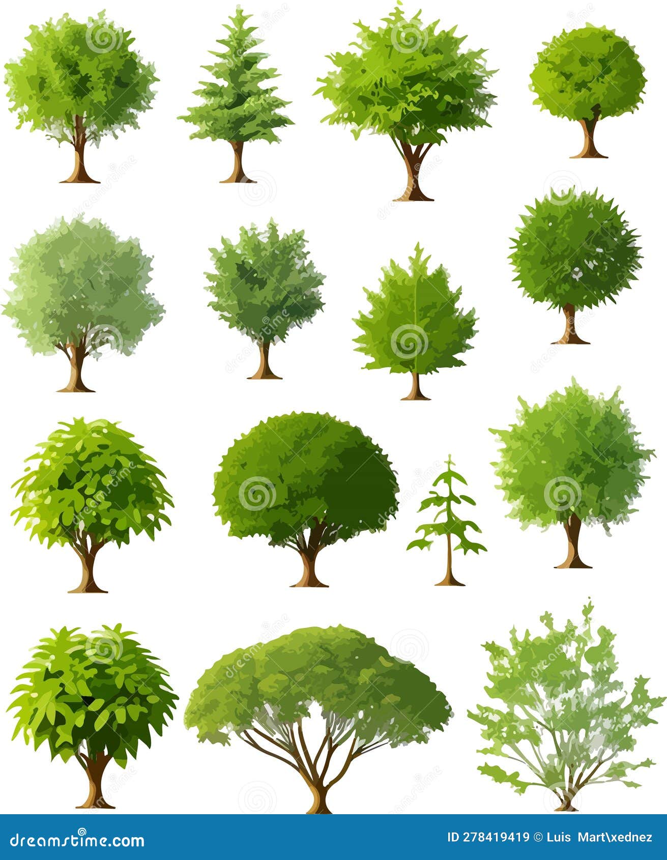 Amazing Forest Trees Bushes Plants Art Vector Stock Vector ...