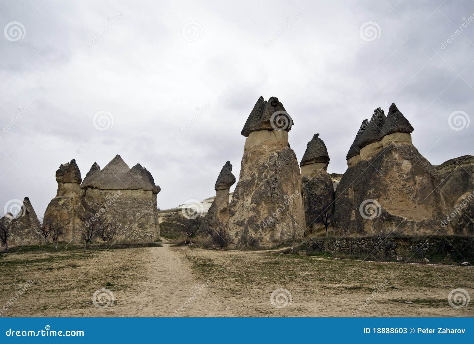 Amazing Geological Features in Cappadocia, Turkey. Stock Image - Image ...
