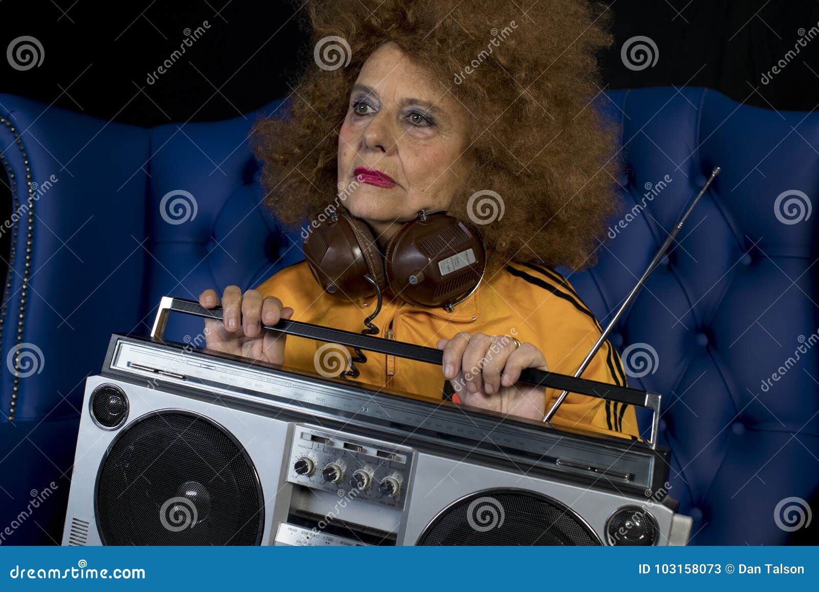 Grandma DJ partying stock image. Image of elderly, discotheque - 103158073