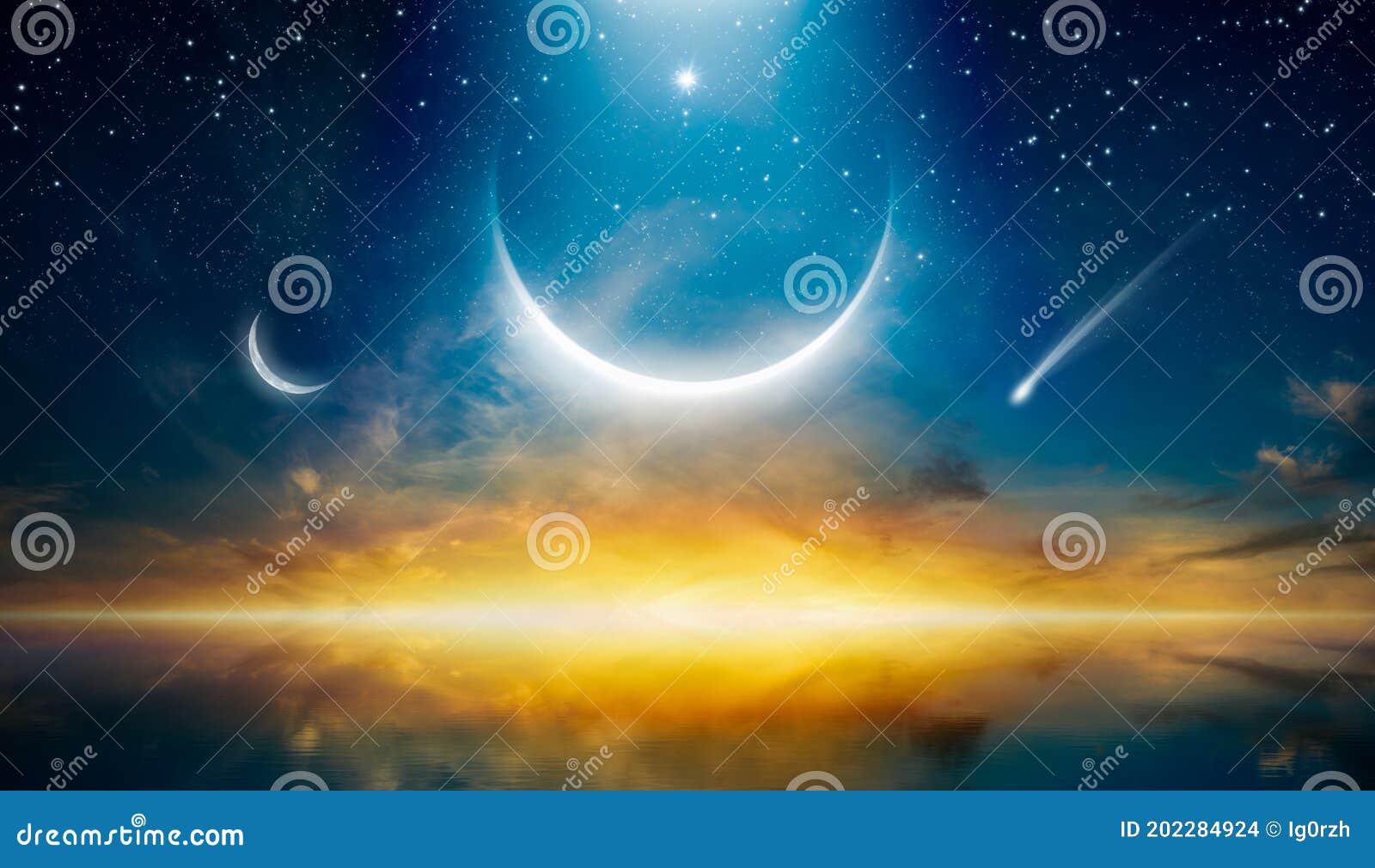 Amazing Image with Beautiful Glowing Sunset, Dramatic Eclipse, Rising ...