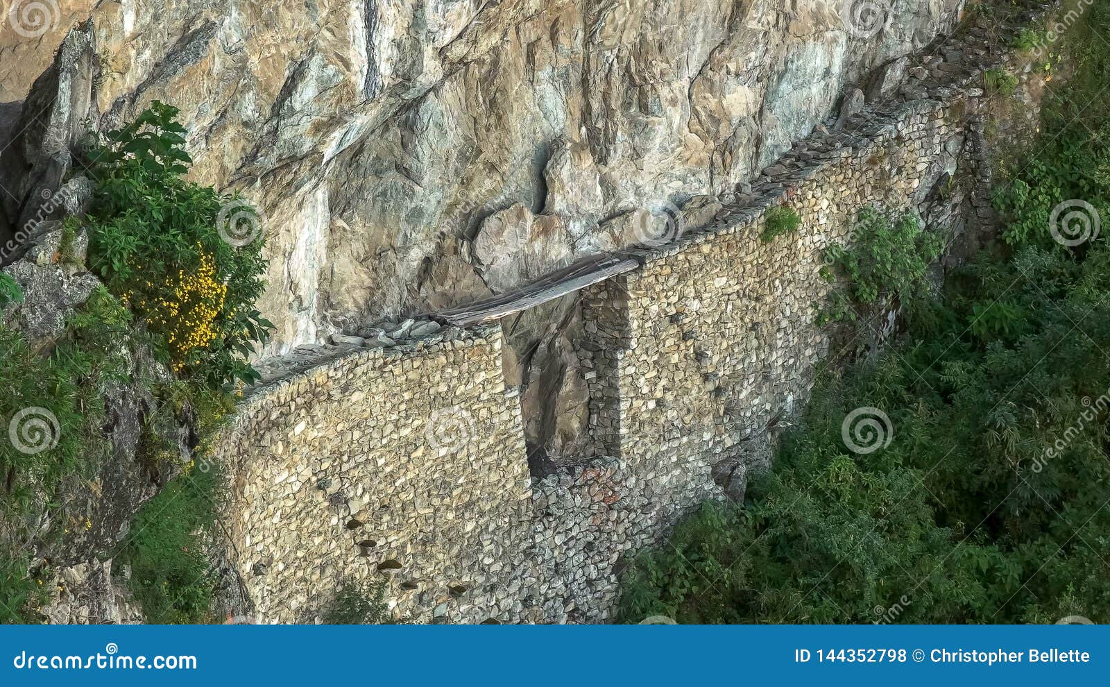 The Amazing Incan Bridge at Machu Picchu Stock Photo - Image of incan ...