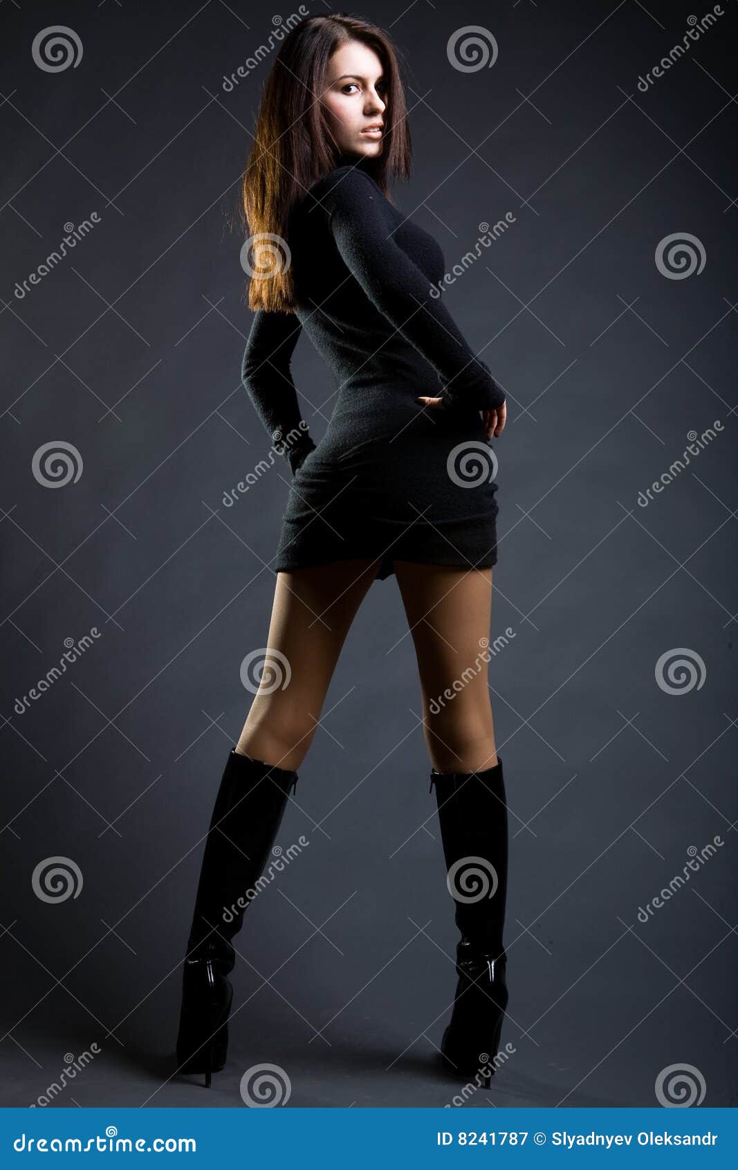 Amazing Lady in Black Dress Stock Image - Image of delicate, teeth: 8241787