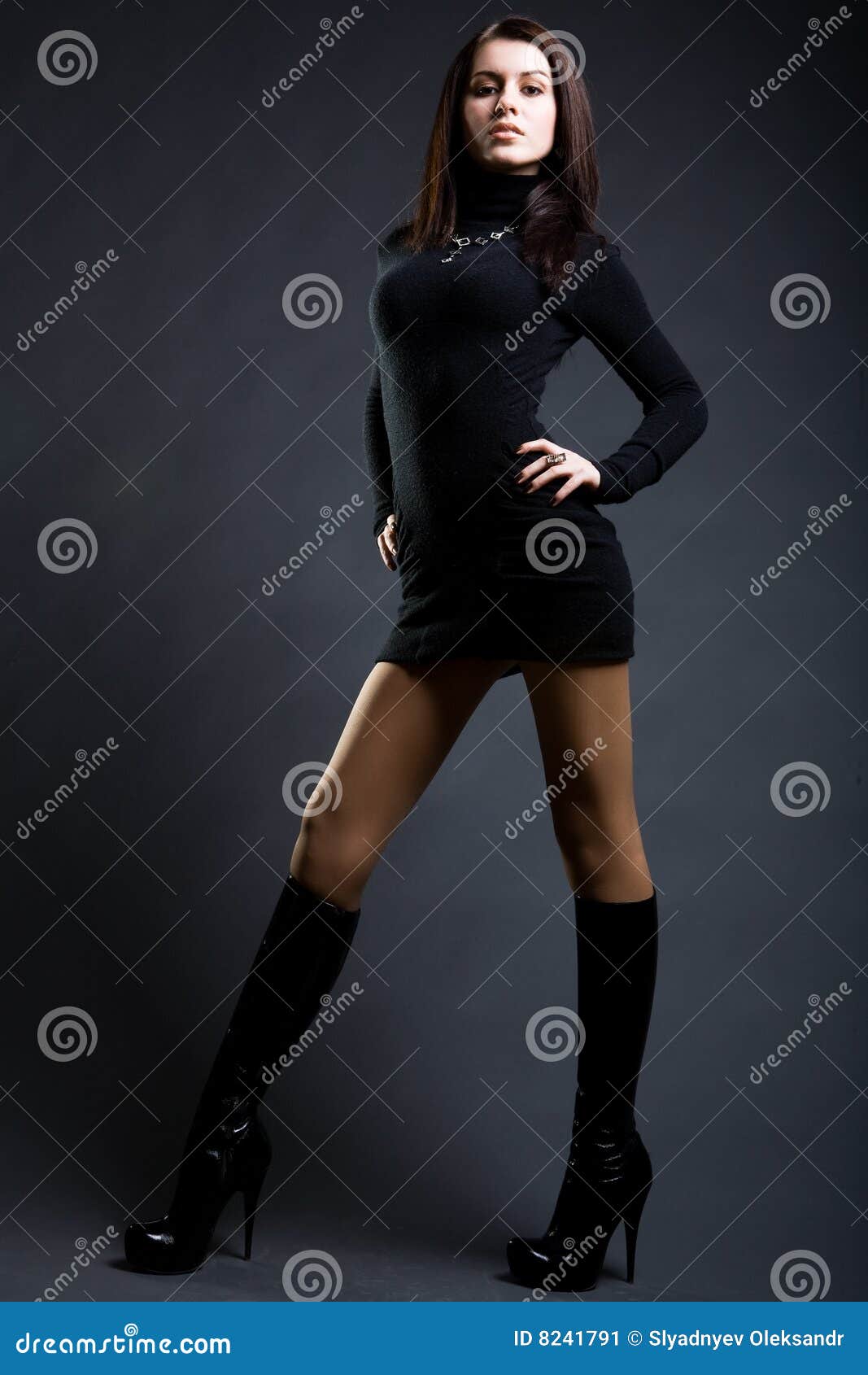 Amazing Lady in Black Dress Stock Image - Image of smooth, legs: 8241791