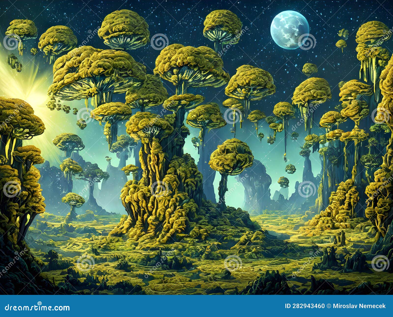 Amazing Landscape of Alien Planet, Generative AI Illustration Stock ...
