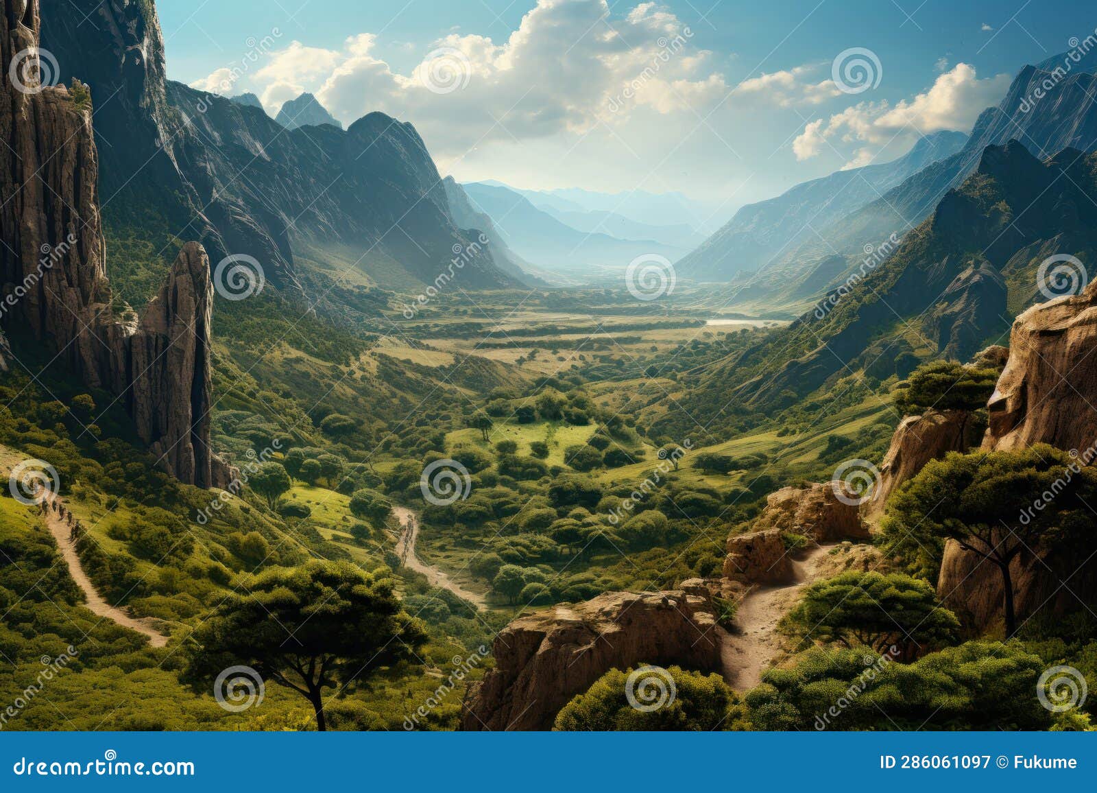 Amazing Landscape on Mountain Valley Generative Ai Stock Image - Image ...