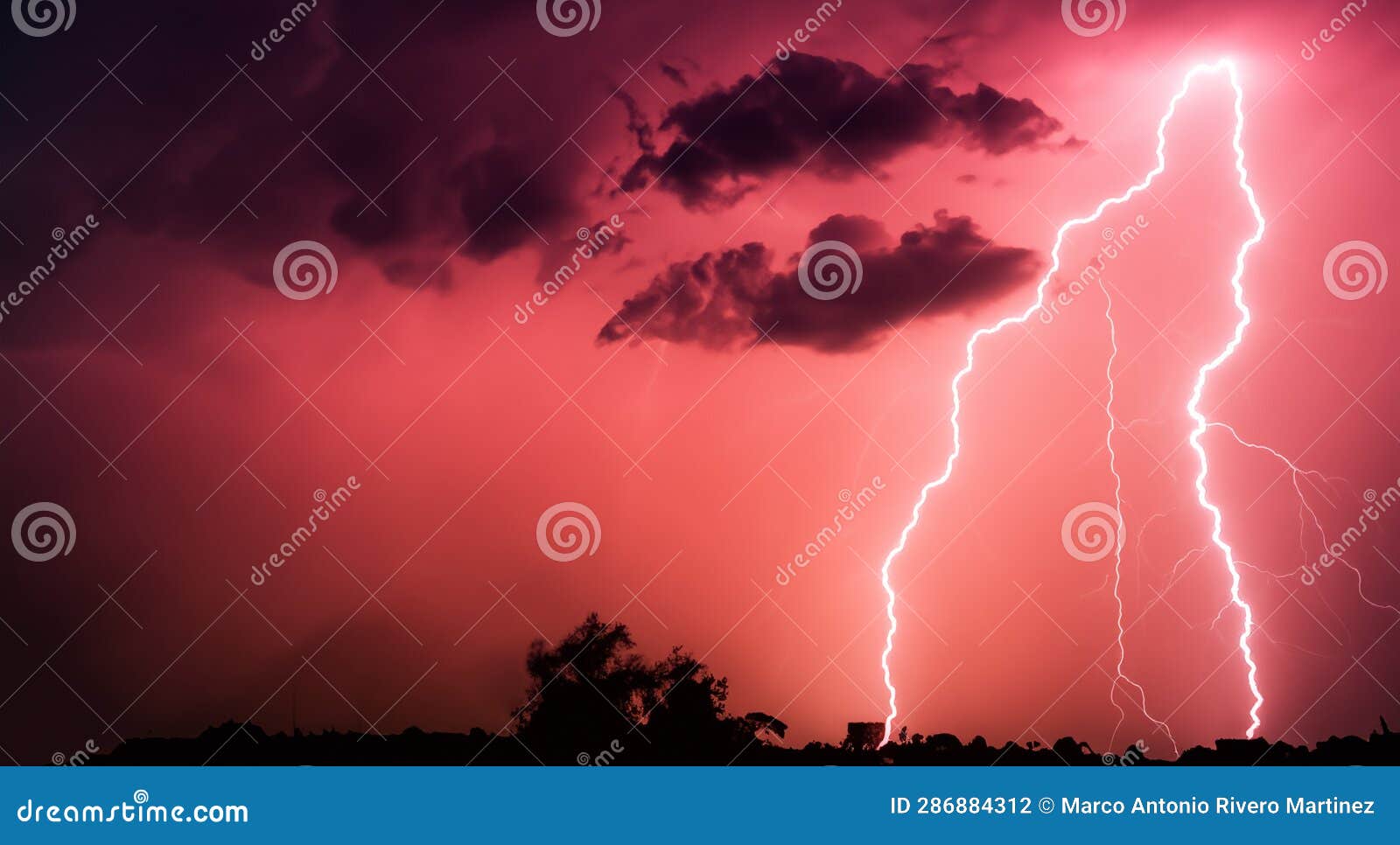 Amazing Lightning Strike in the Middle of the Field Stock Photo - Image ...