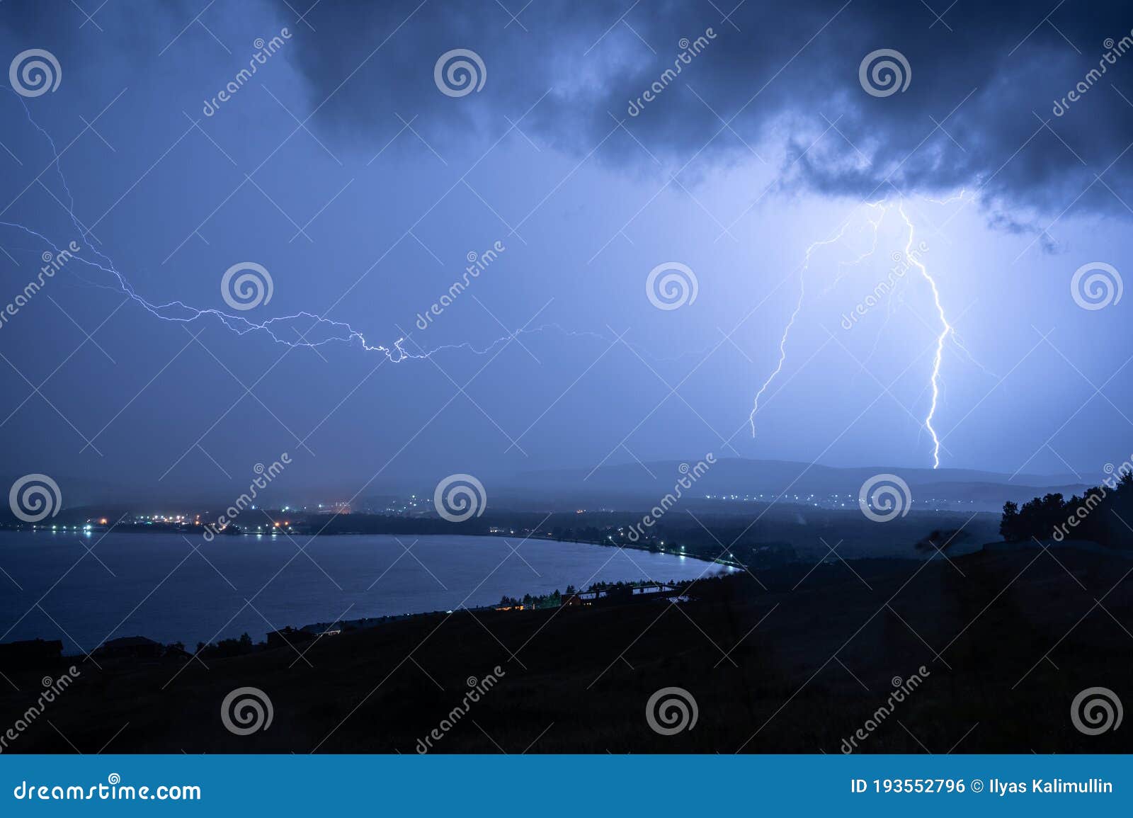 Amazing Lightning Strike Over Lake Stock Photo - Image of dark, strike ...