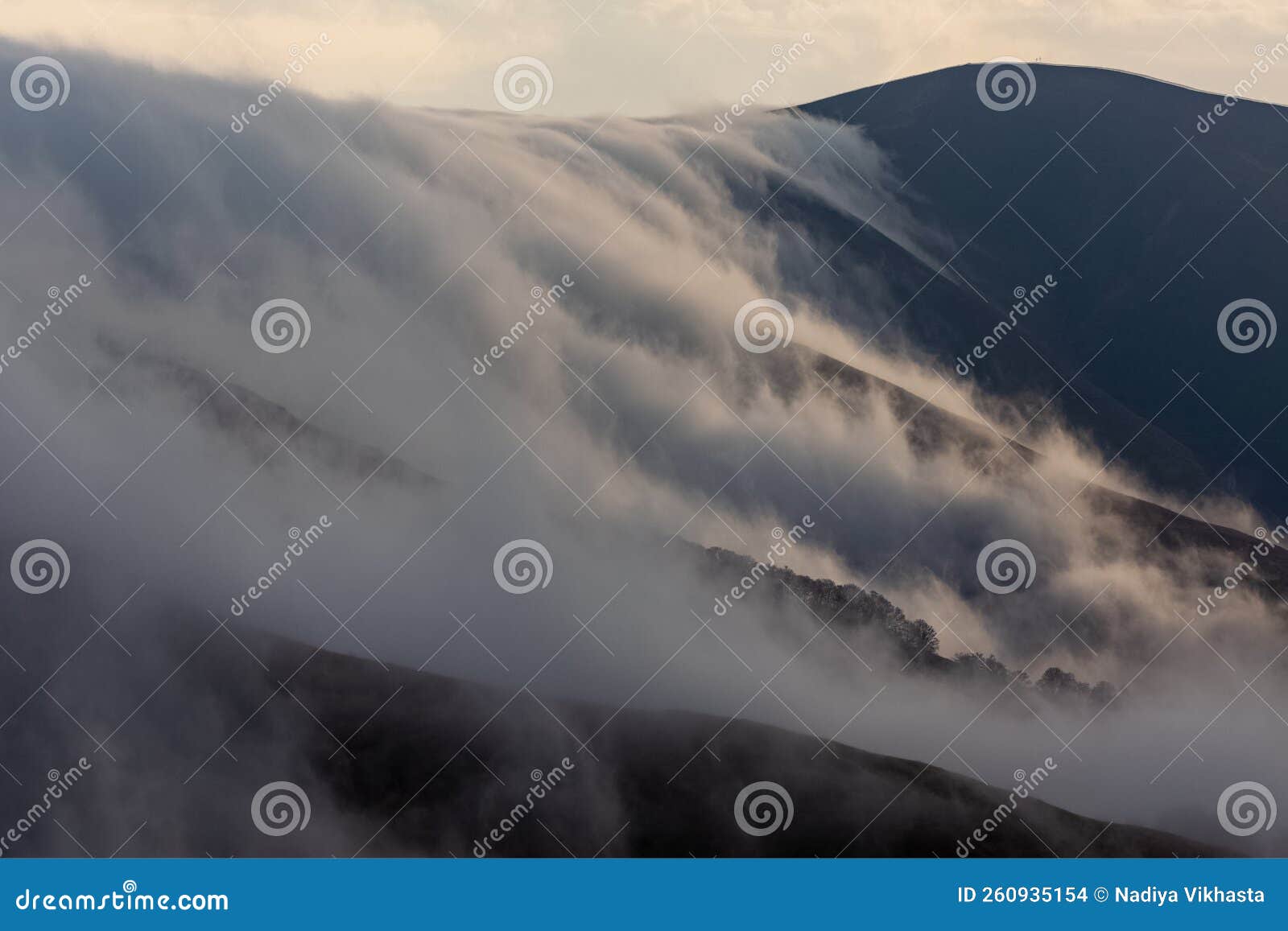 Amazing Mountain Autumn Landscape with Low Falling Clouds Stock Photo ...