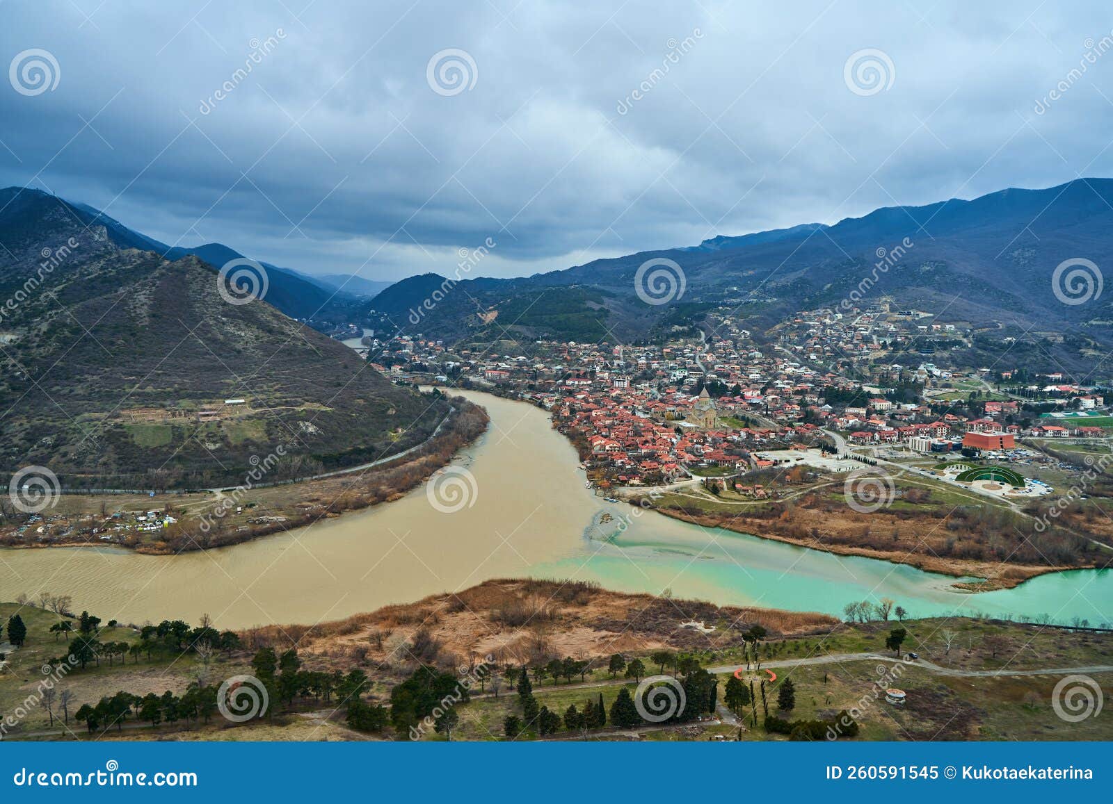 Amazing Natural Landscape. the Confluence of Two Rivers in the City of ...