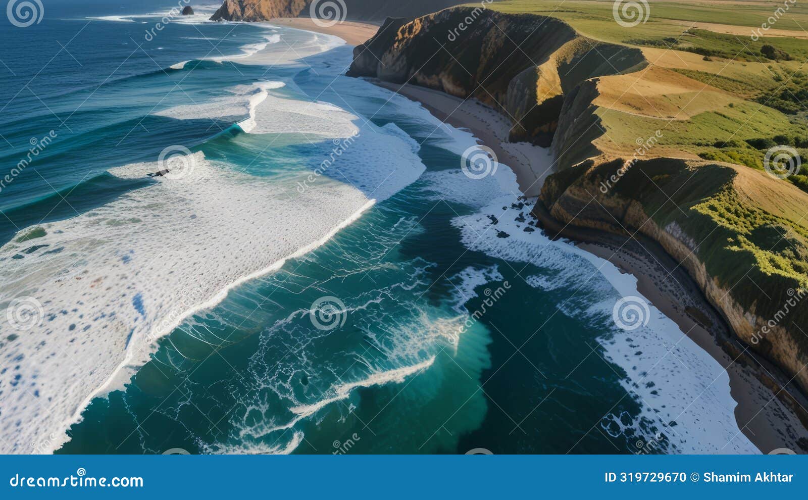 Amazing Natural Scenery of Ocean Waves Stock Illustration ...
