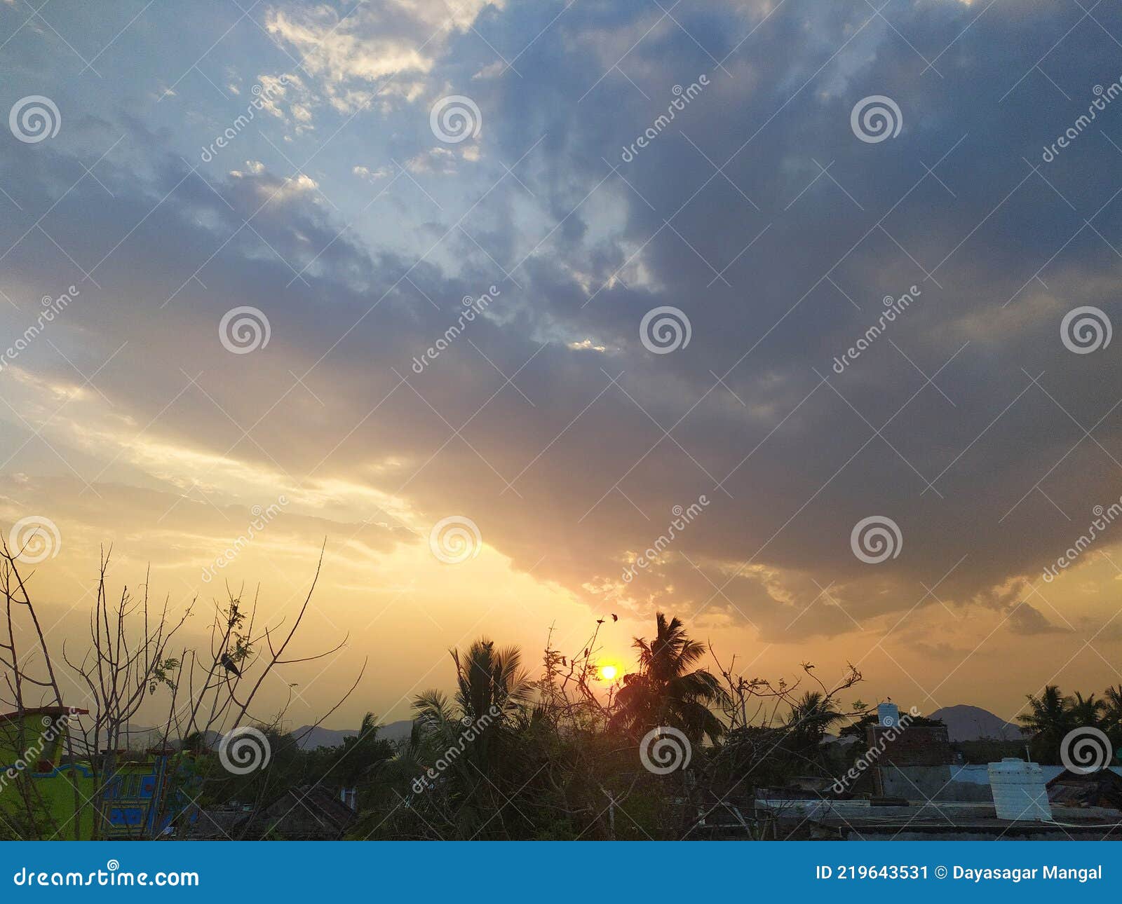 Amazing Natural View of Village Evening. Stock Image - Image of leaf ...