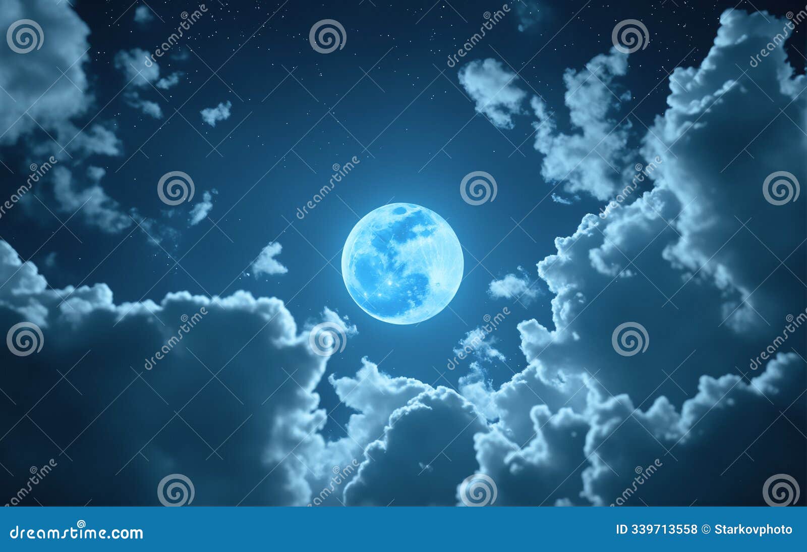 Amazing Night Sky, Magical Landscape with Full Moon in the Sky with ...