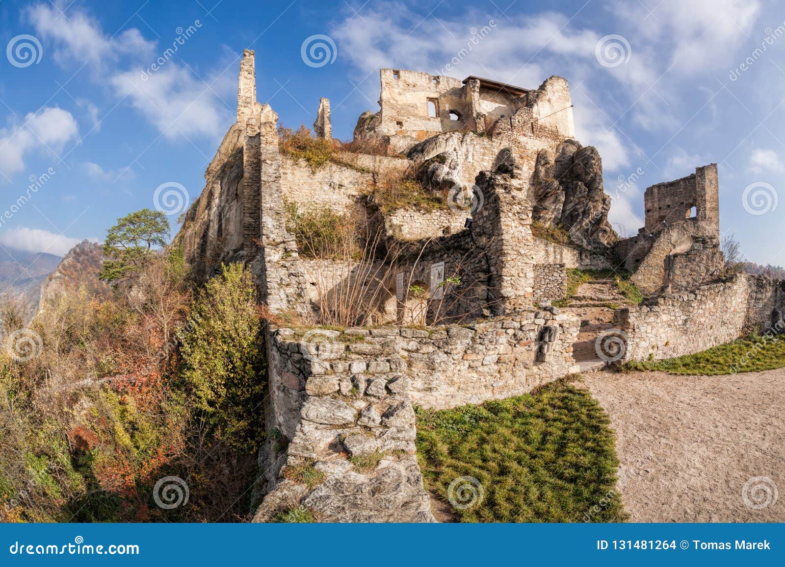 Panorama Of Duernstein Village With Castle And Danube River During ...