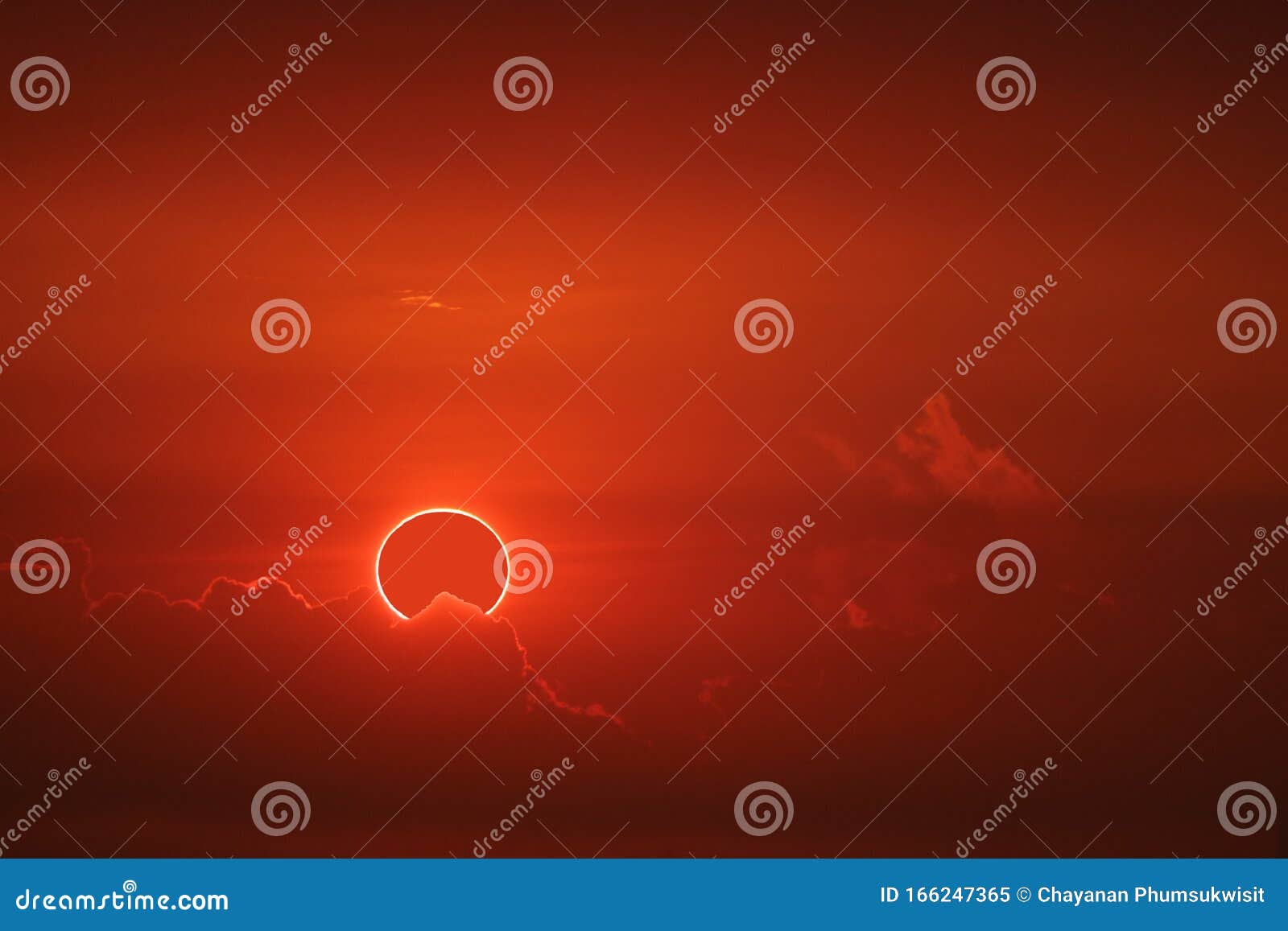 Amazing Phenomenon of Total Sun Eclipse Over Cloud Sunset Red Orange ...
