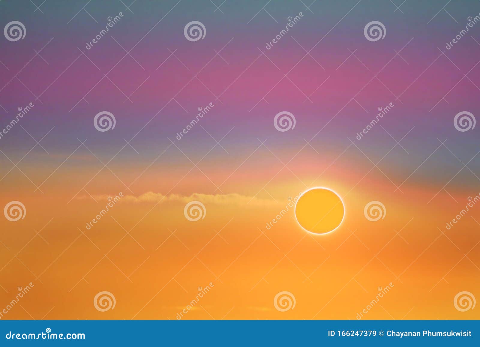 Amazing Phenomenon of Total Sun Eclipse Over Soft Cloud Colorful Sunset ...