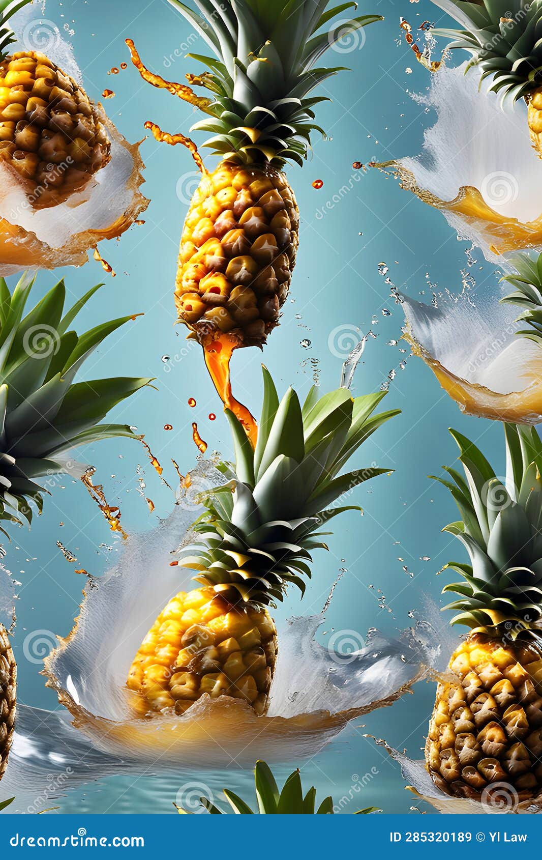 :the Amazing Pineapple with Water Splash and Drops Isolated Editorial ...