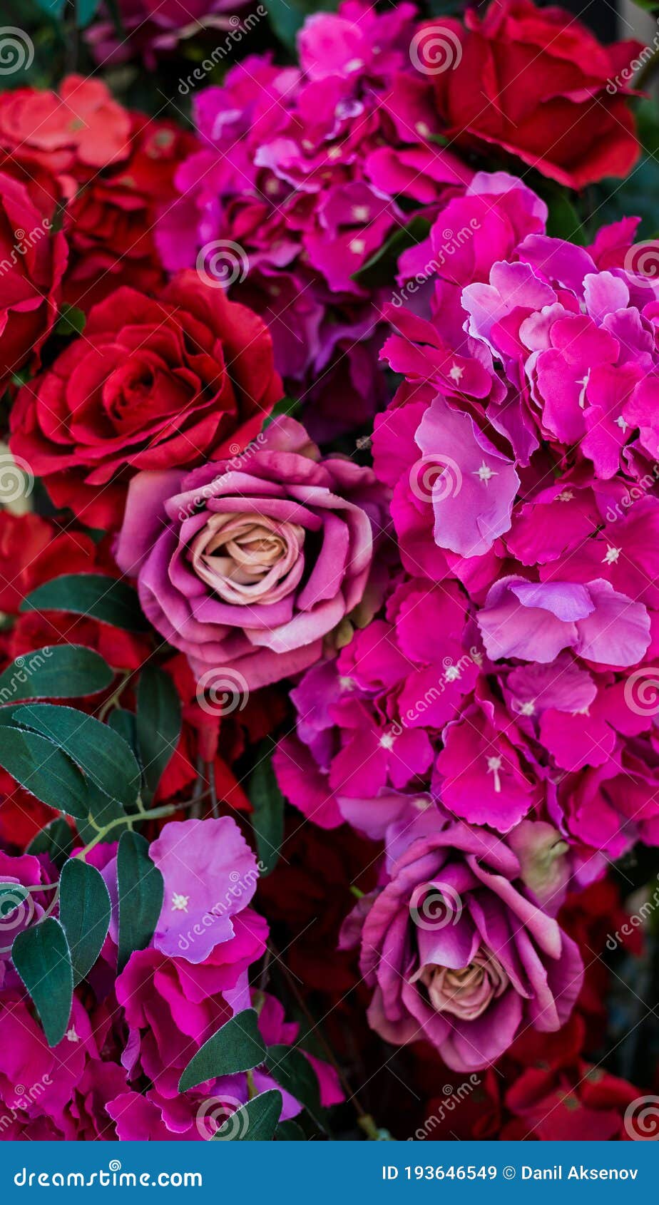 Amazing Pink and Red Roses Wall Decoration, Hand Made Stock Image ...